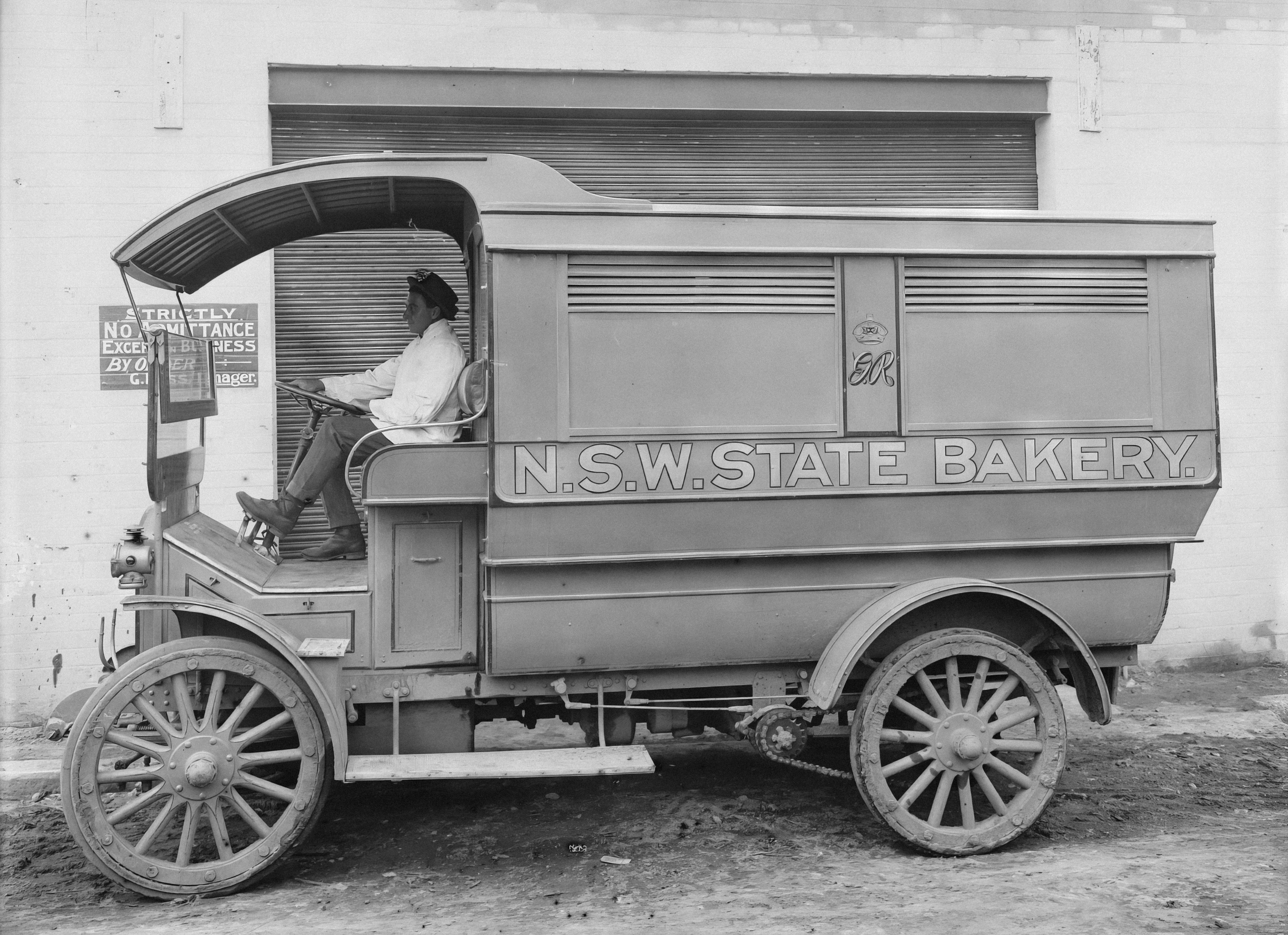 Wheels of Freshness: NSW State Bakery Delivery Van, 1910s Street Scene