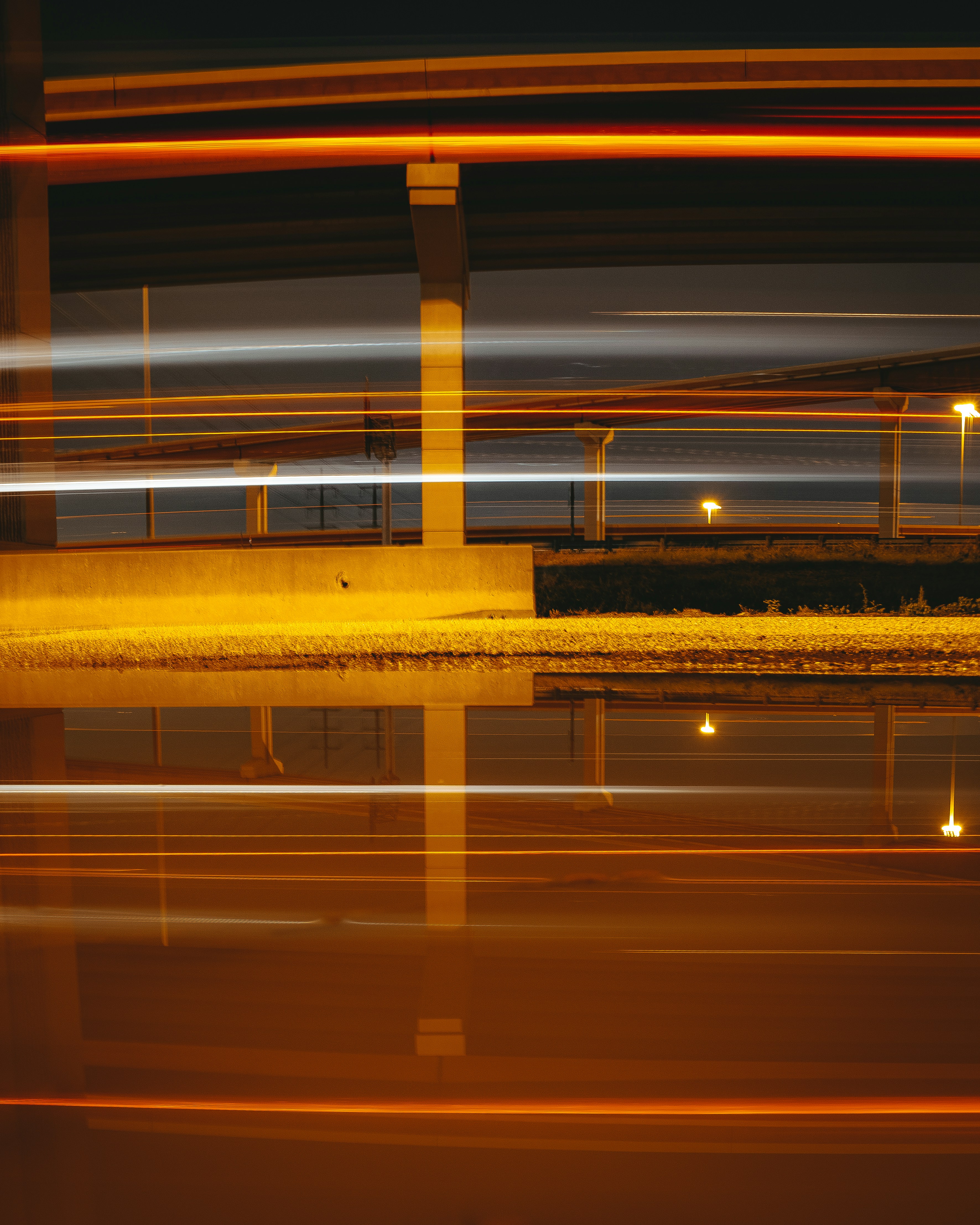 a blurry photo of a street at night