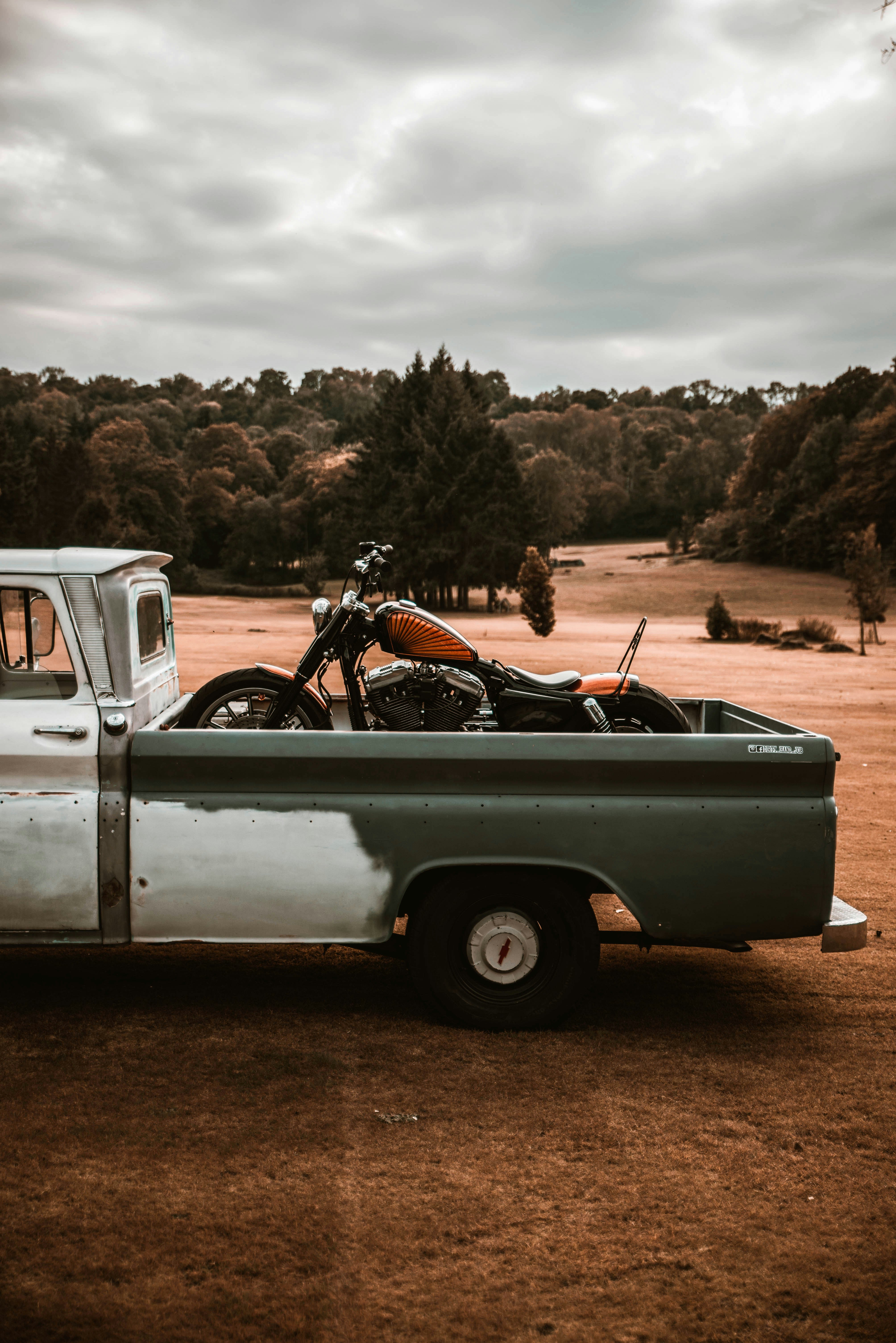 A motorcycle in the back of a pick up truck photo – Free Motorcycle ...