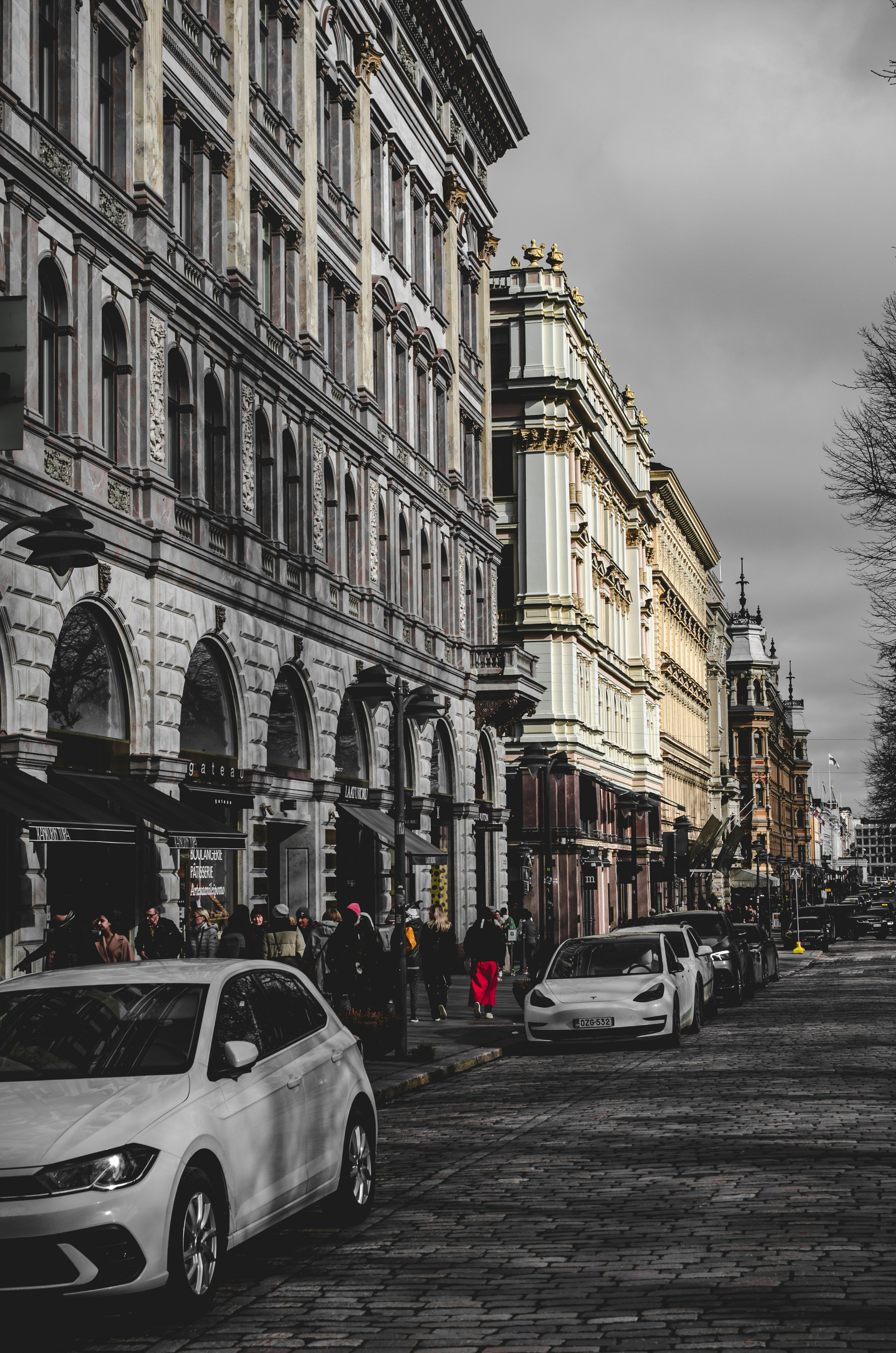 Gilded Facades and Cobblestone Rhythm Along a Quiet City Street
