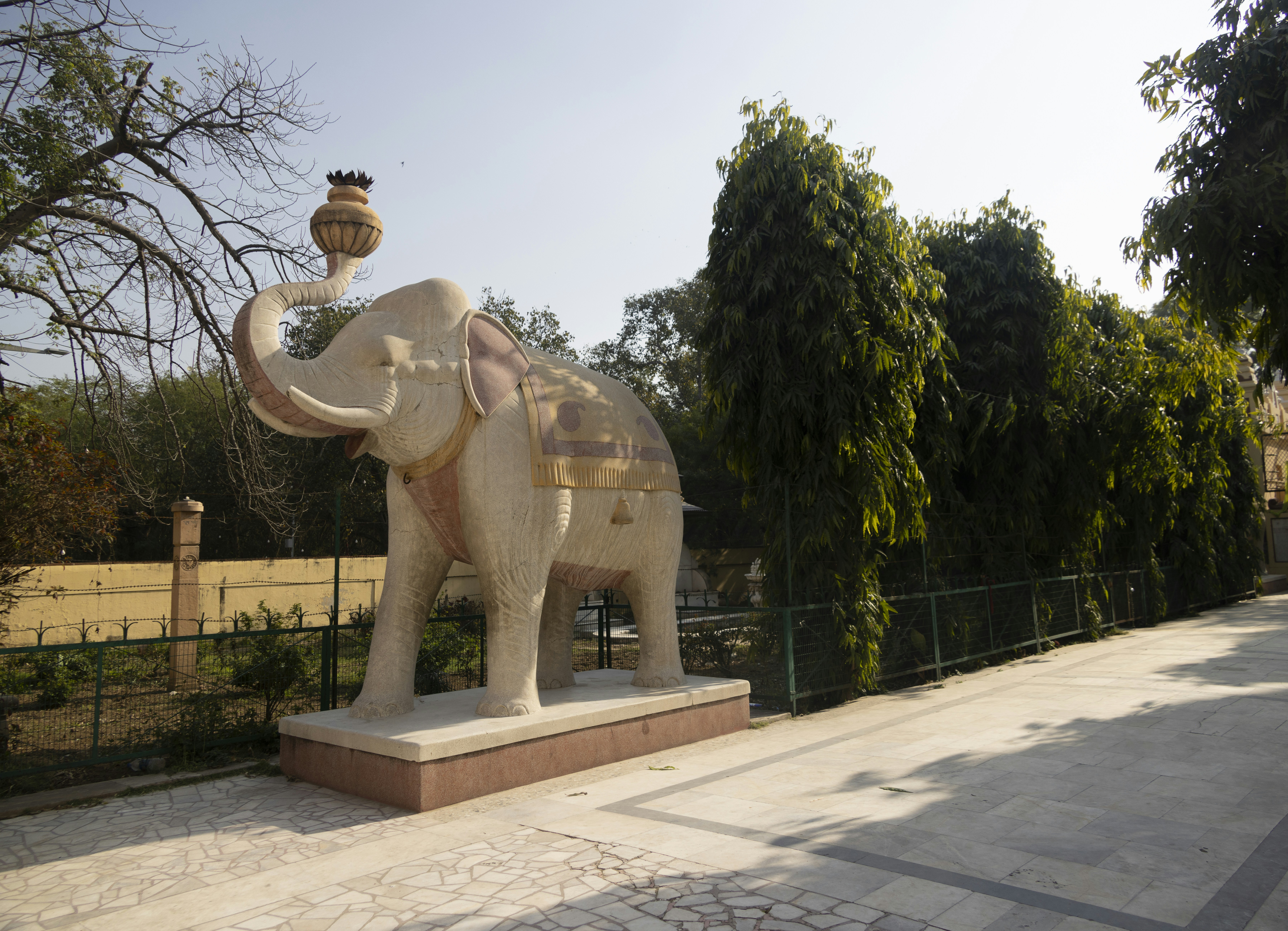 Moonlit Ceremony: The Elephant Statue Guarding the Courtyard