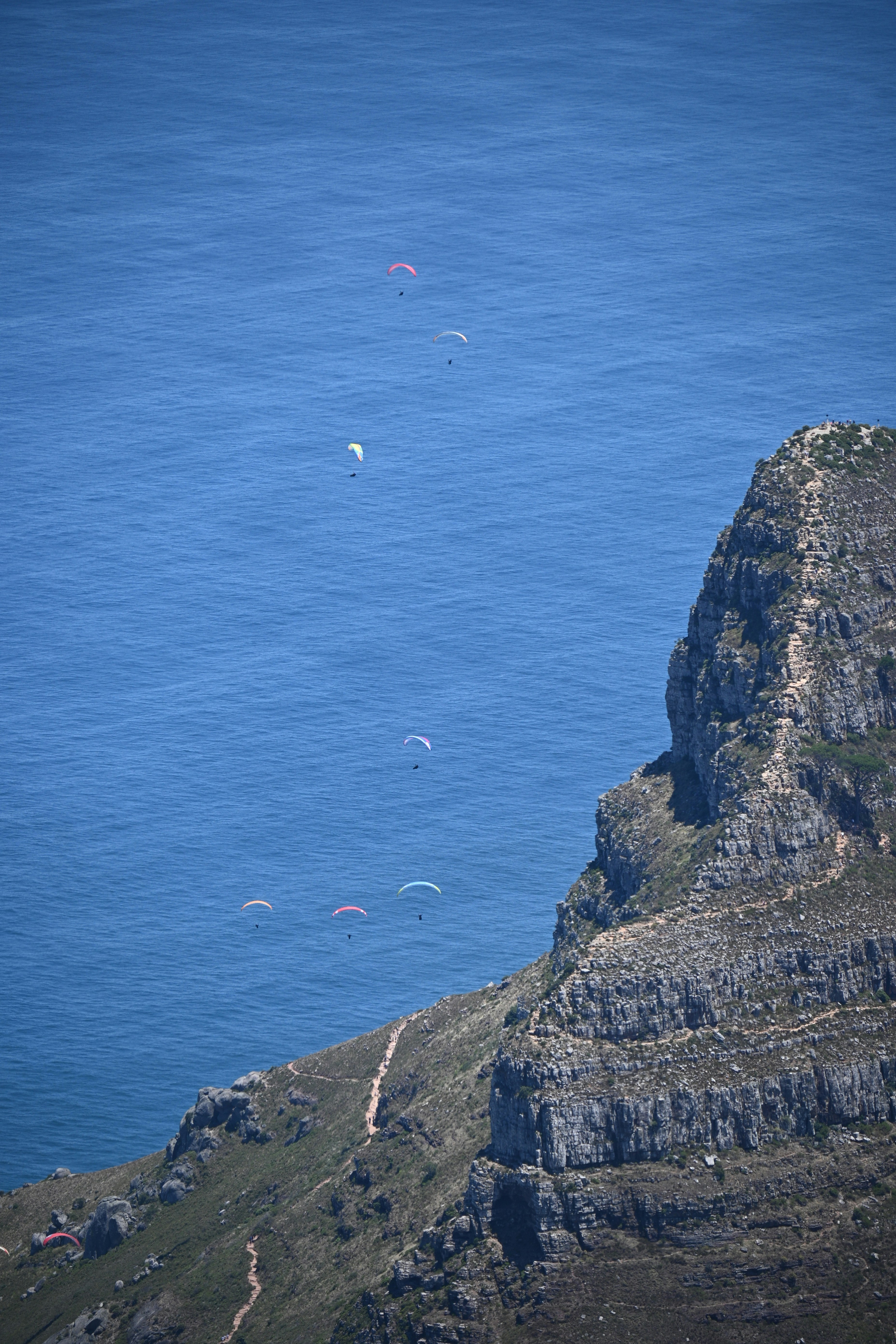 Cliffside Parade: Paragliders Skimming the Atlantic