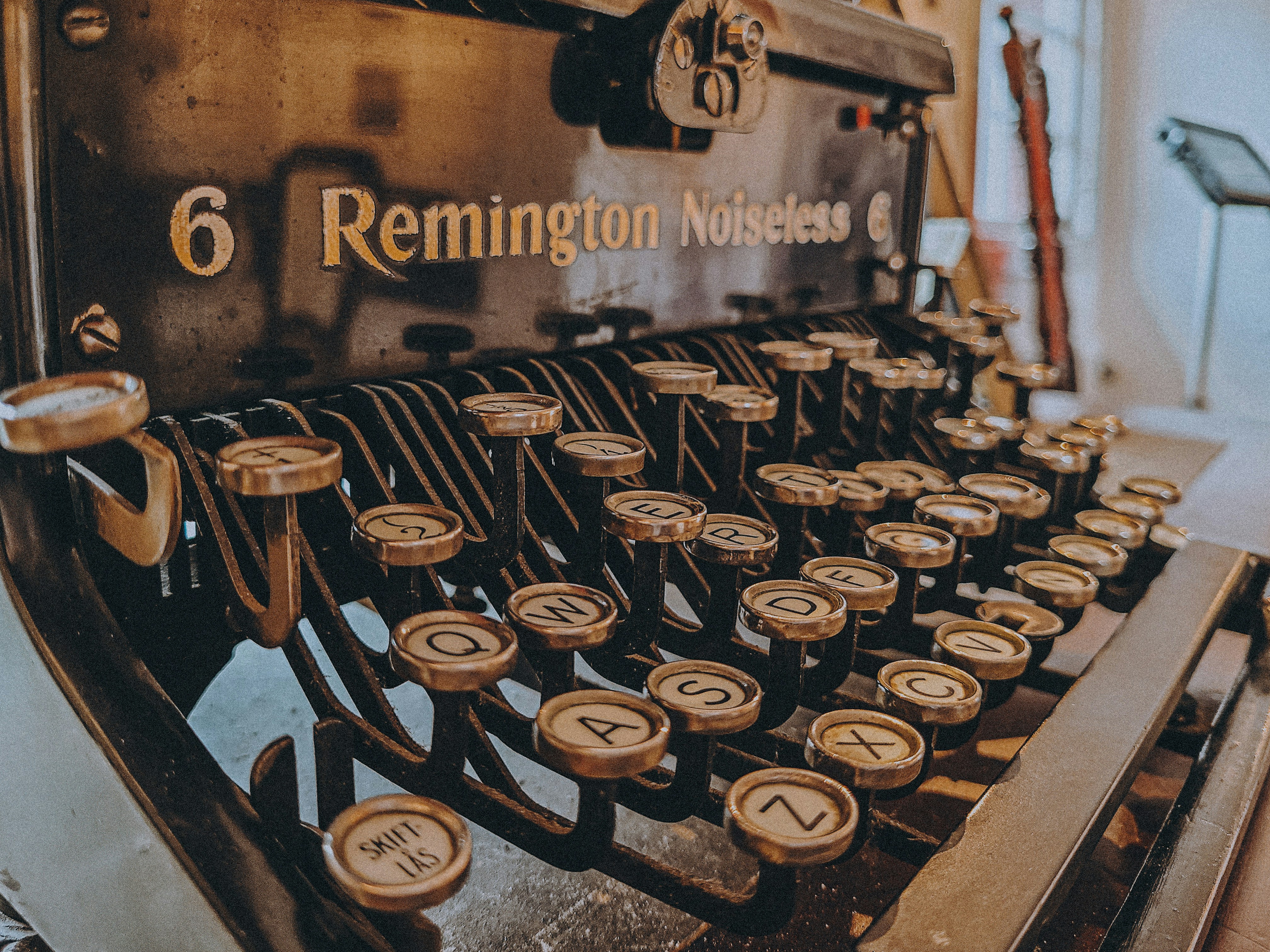A close up of an old fashioned typewriter photo – Free Vintage Image on ...