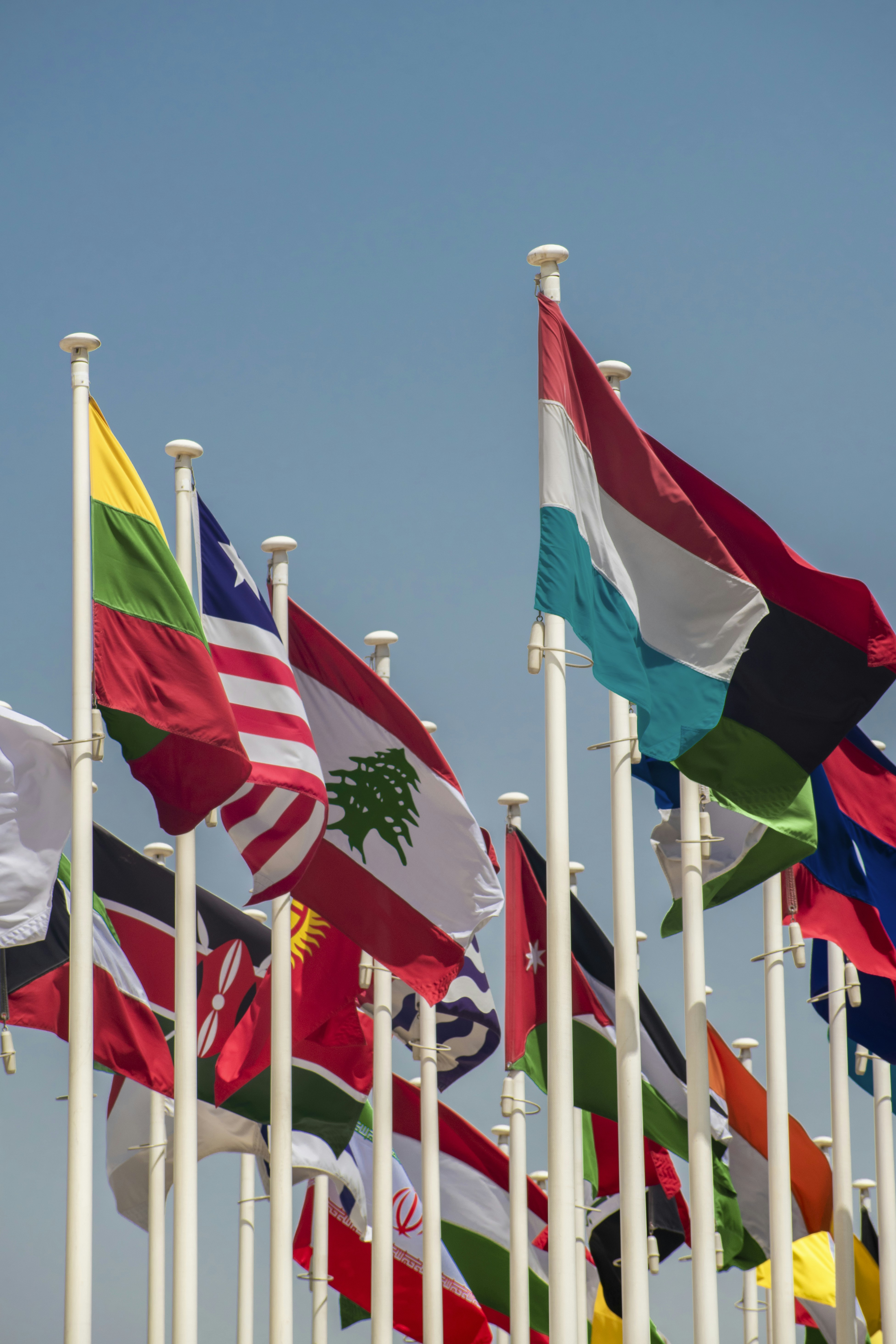 A bunch of flags that are flying in the air photo – Free Flag Image on ...