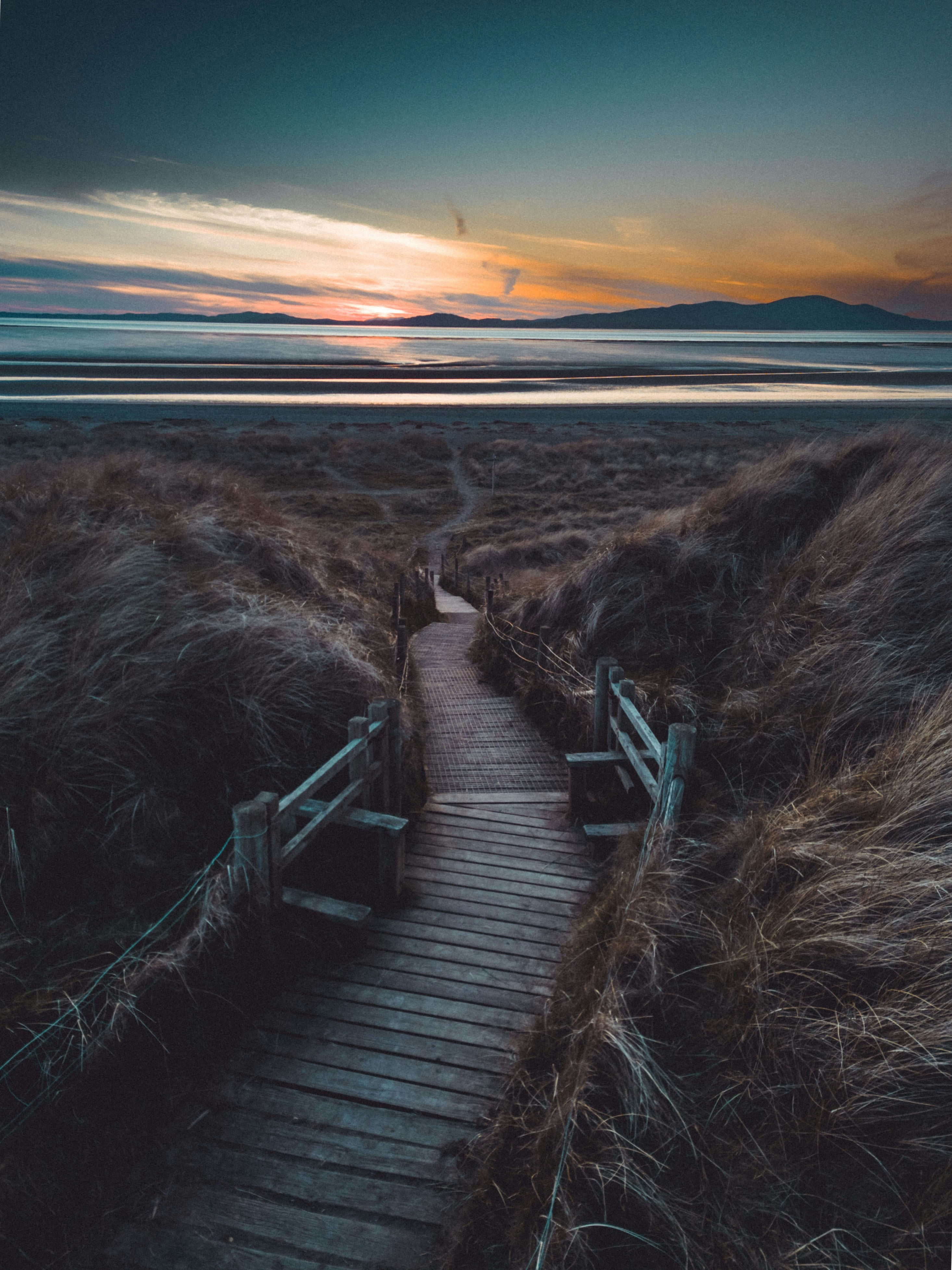 Dune Staircase to the Quiet Horizon at Sunset