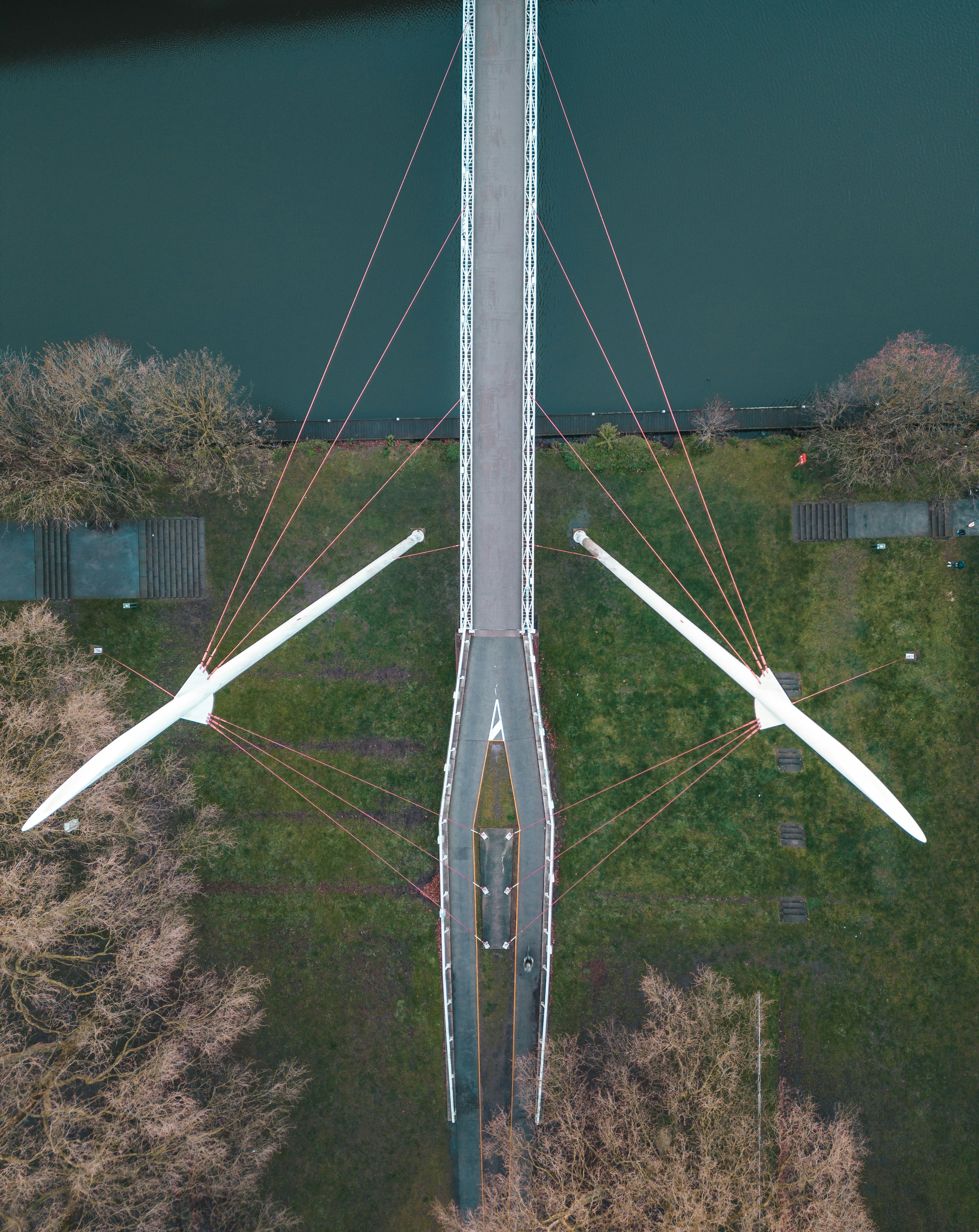 Symmetric Span: Top-Down Portrait of a Cable-Stayed Pylon with Sail-Like Arms
