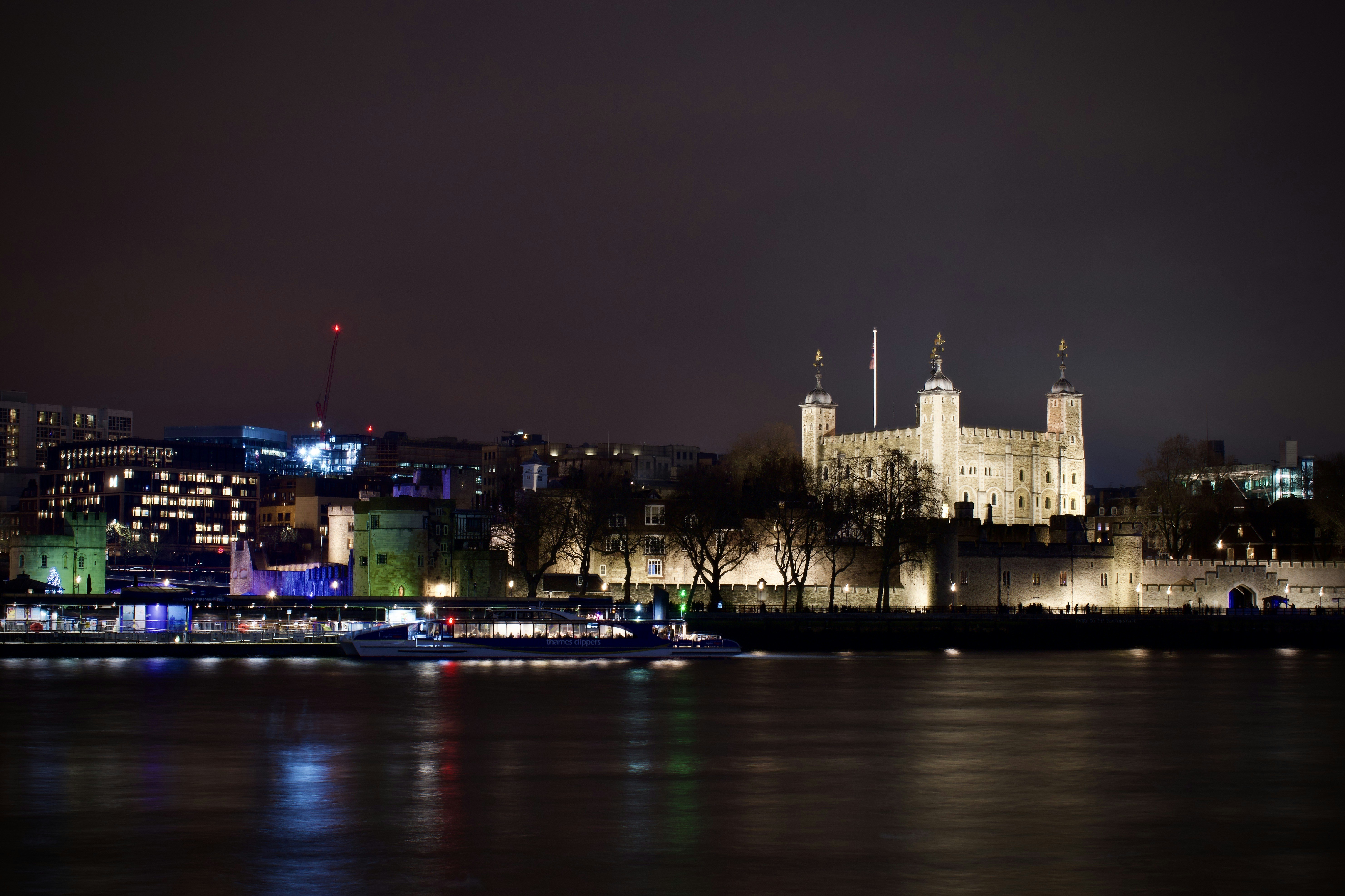 Tower Lights on the Thames: Nightfall Over the Tower of London