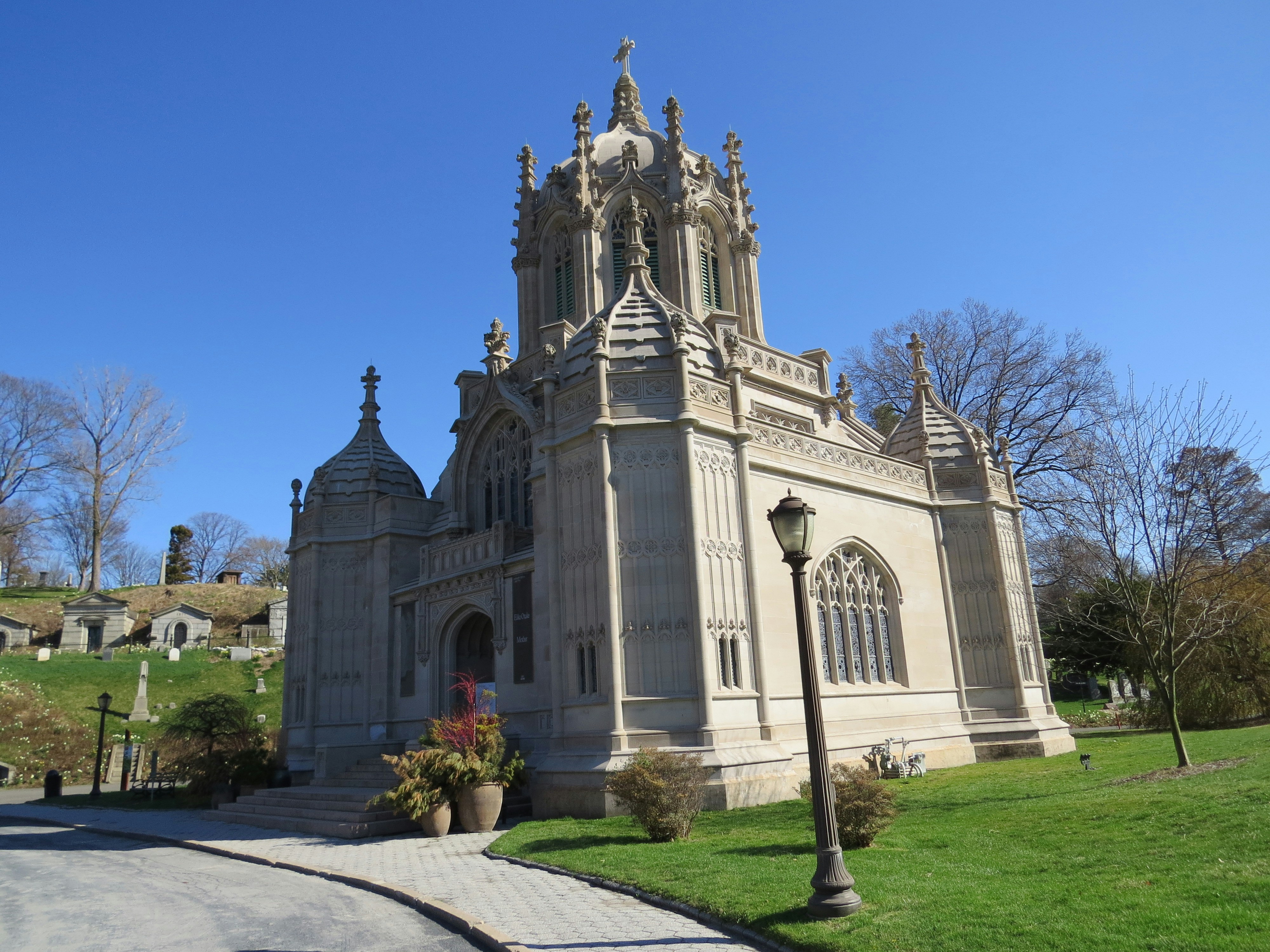 Gothic Revival Chapel Rising from the Park