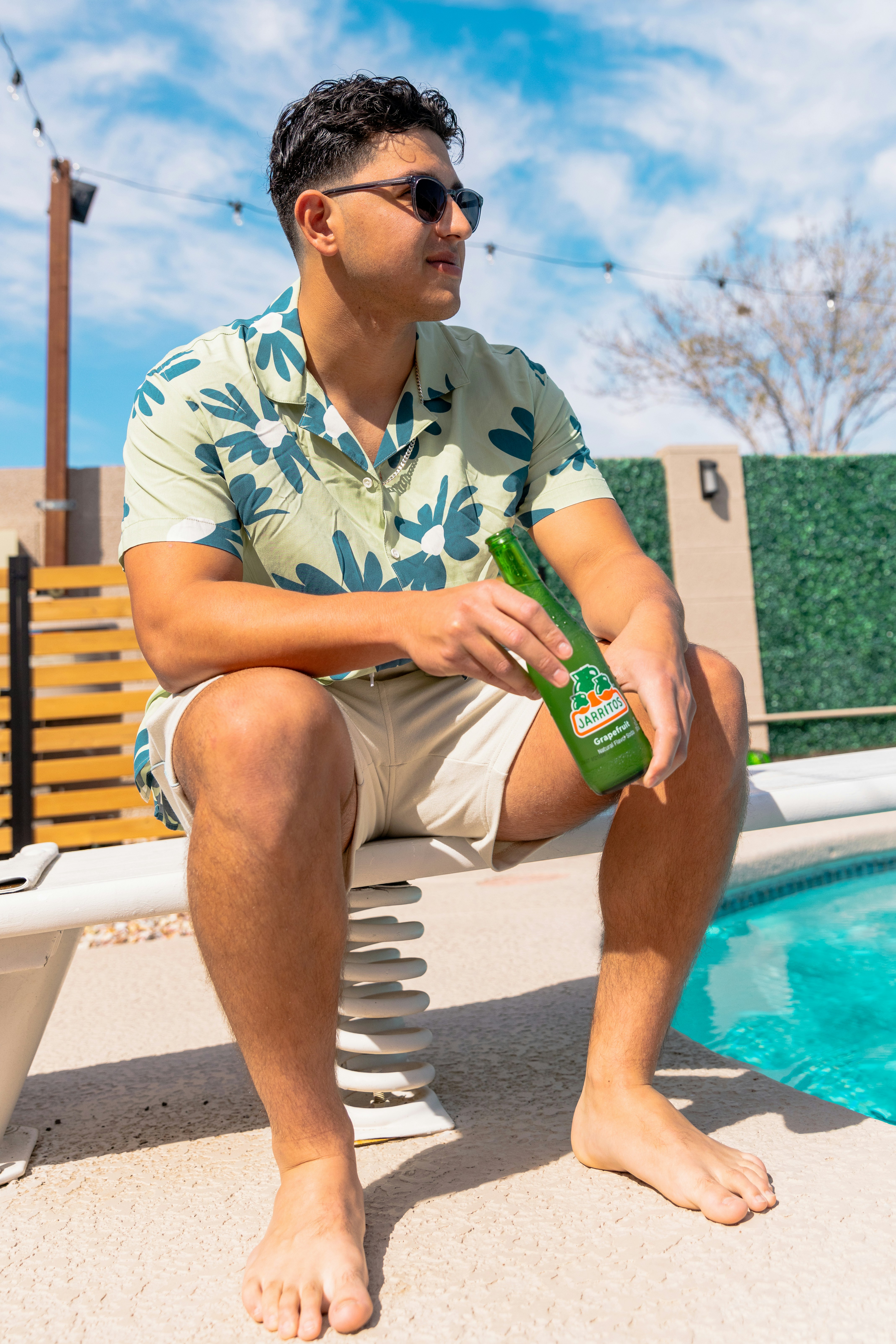 Grapefruit Jarritos soda by the pool on vacation