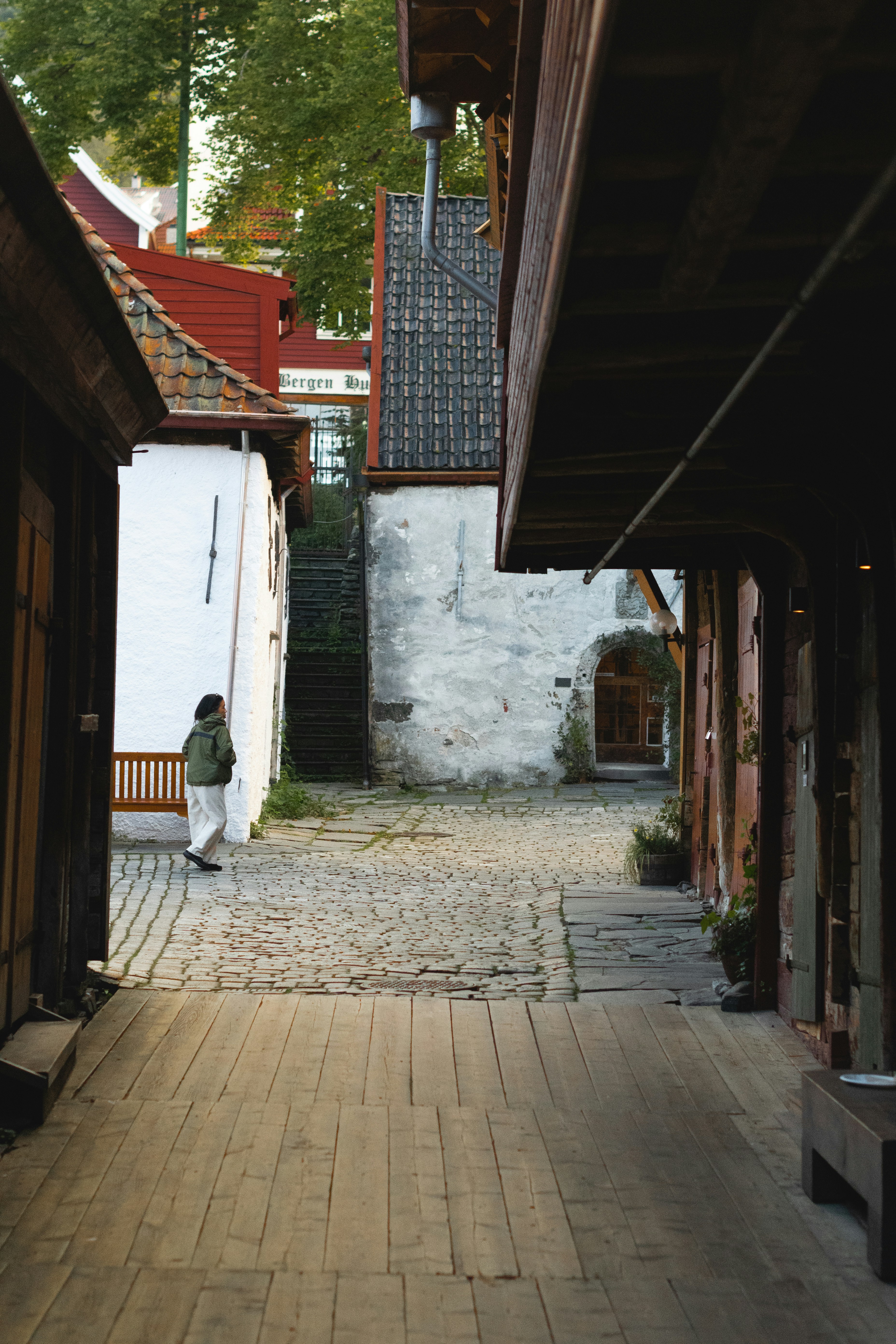 Through a Narrow Bergen Alley Toward the Distant Arch