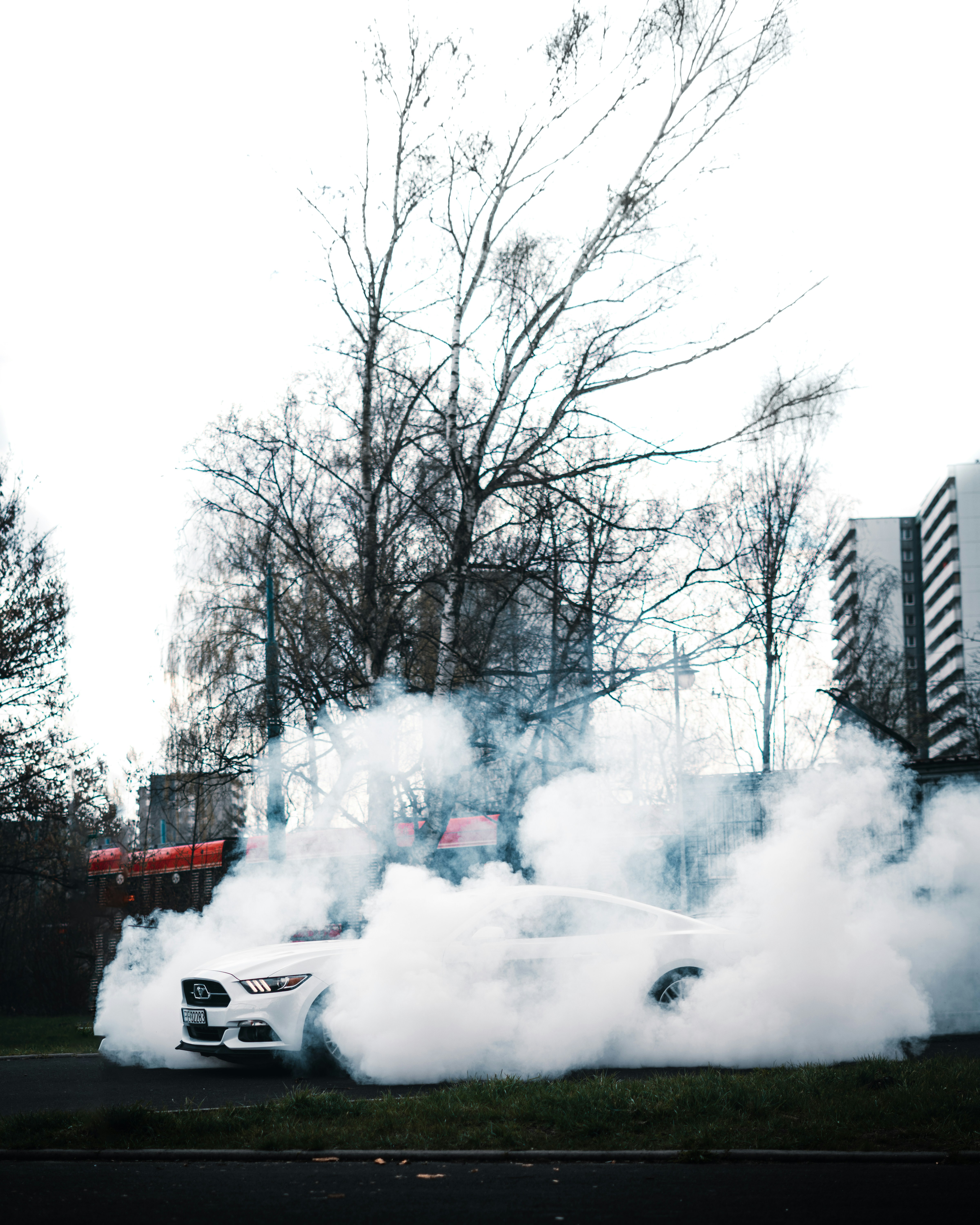 a car with a lot of smoke coming out of it