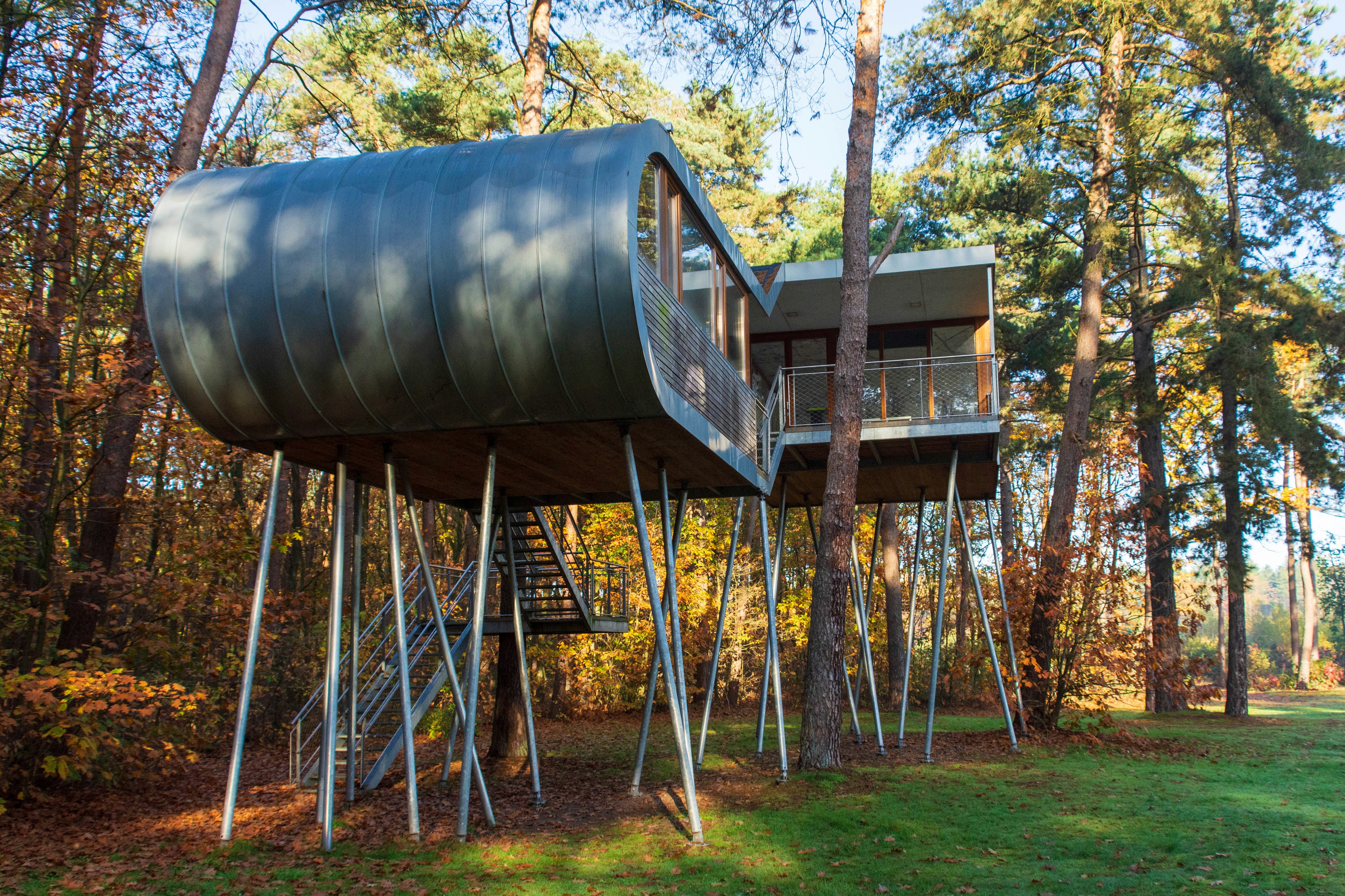 A tree house in the middle of a forest photo – Free Lommel Image on ...