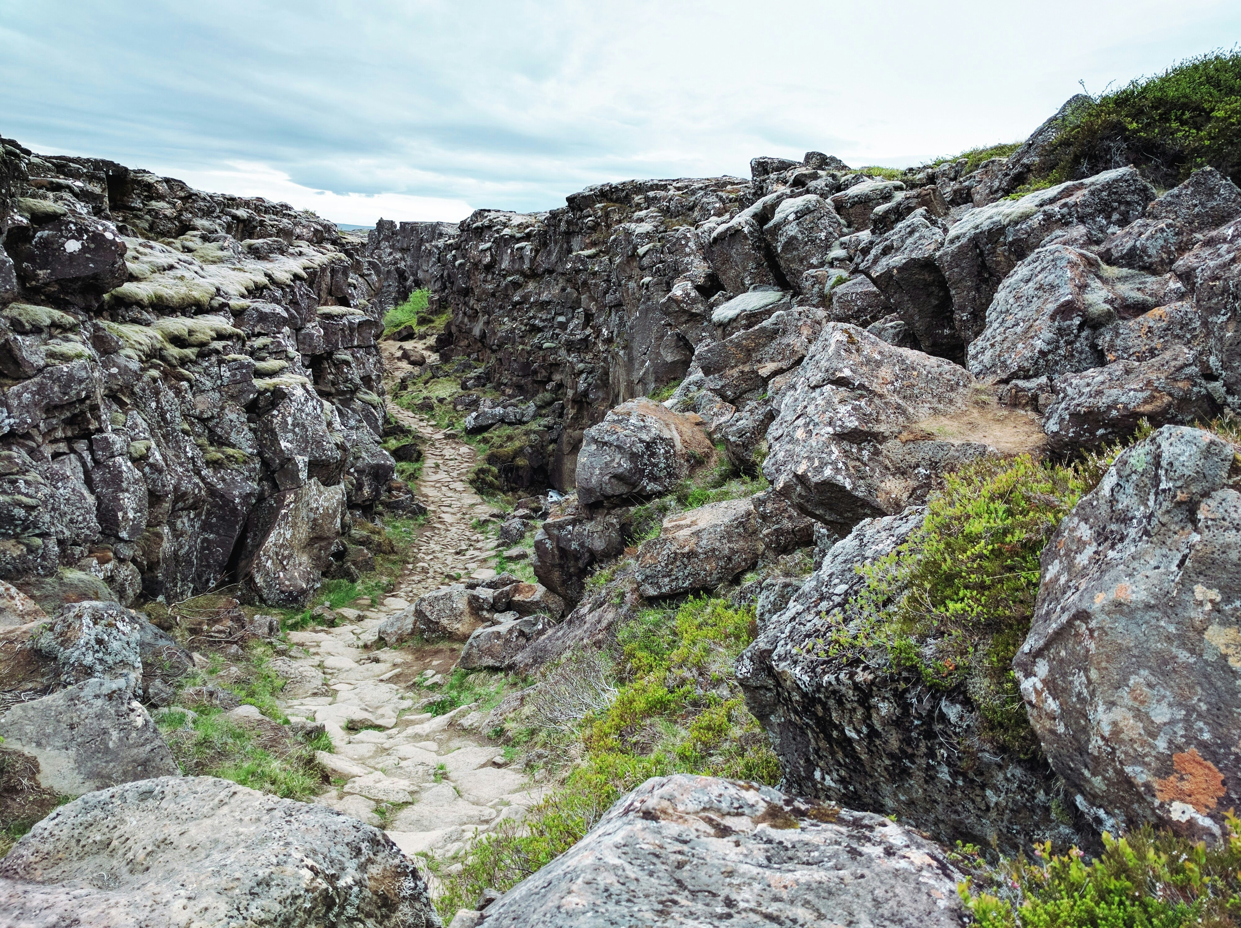 Un terrain rocheux traversé par un sentier photo – Photo Islande ...