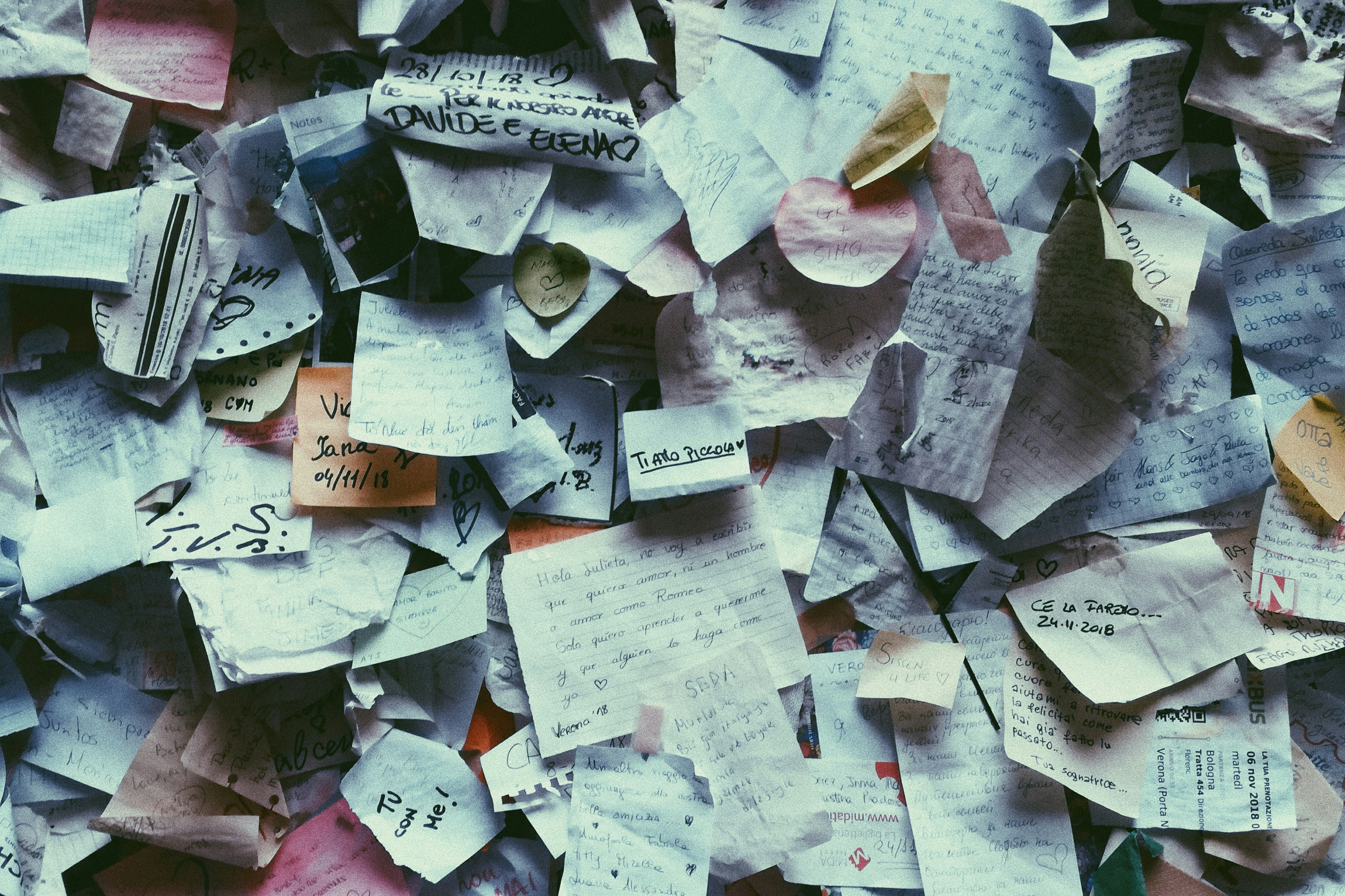 A pile of paper with some writing on it photo – Free Wallpaper Image on ...