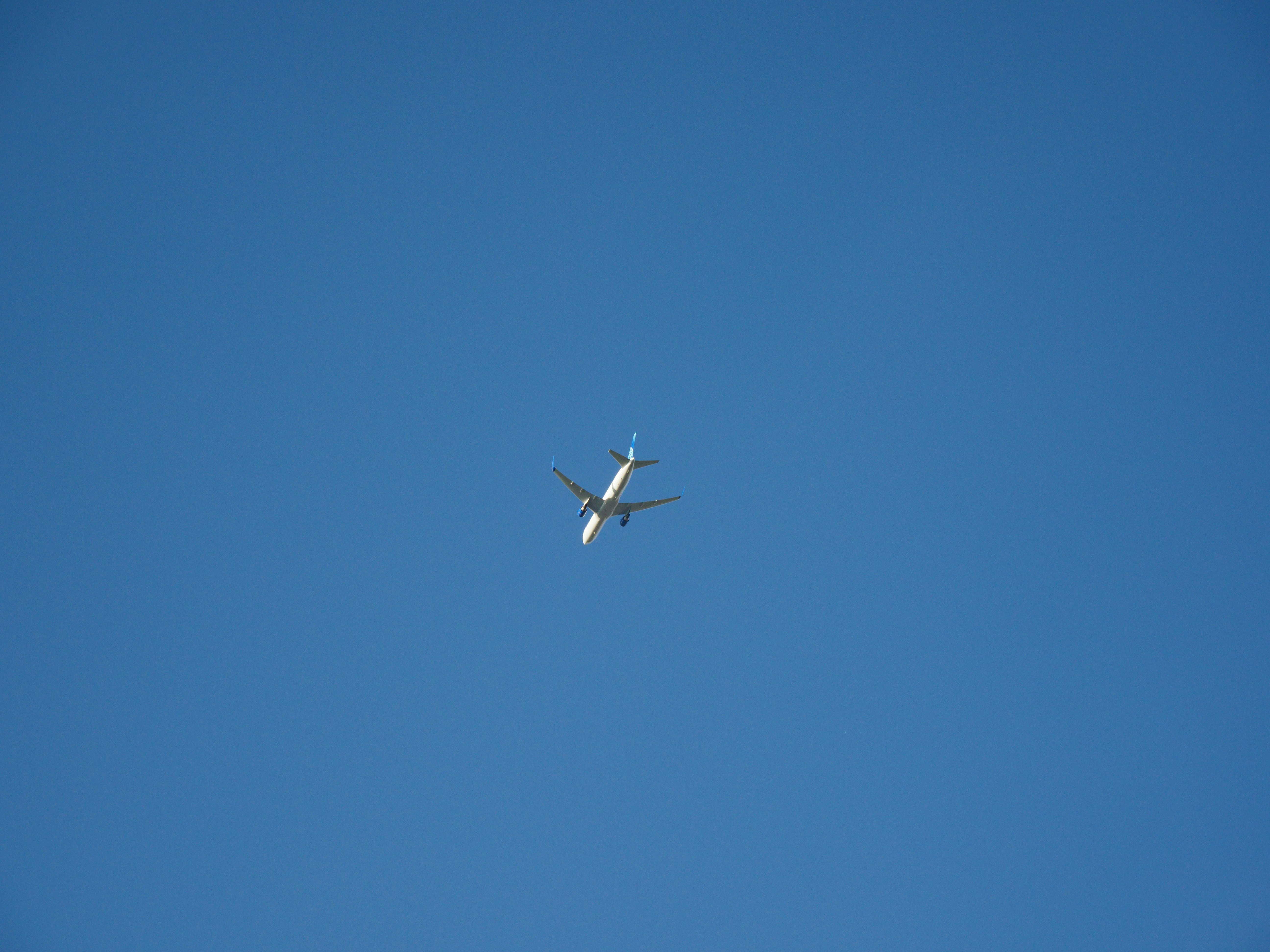 aeroplane, plane, blue sky, airliner, air travel, holiday, air travel,