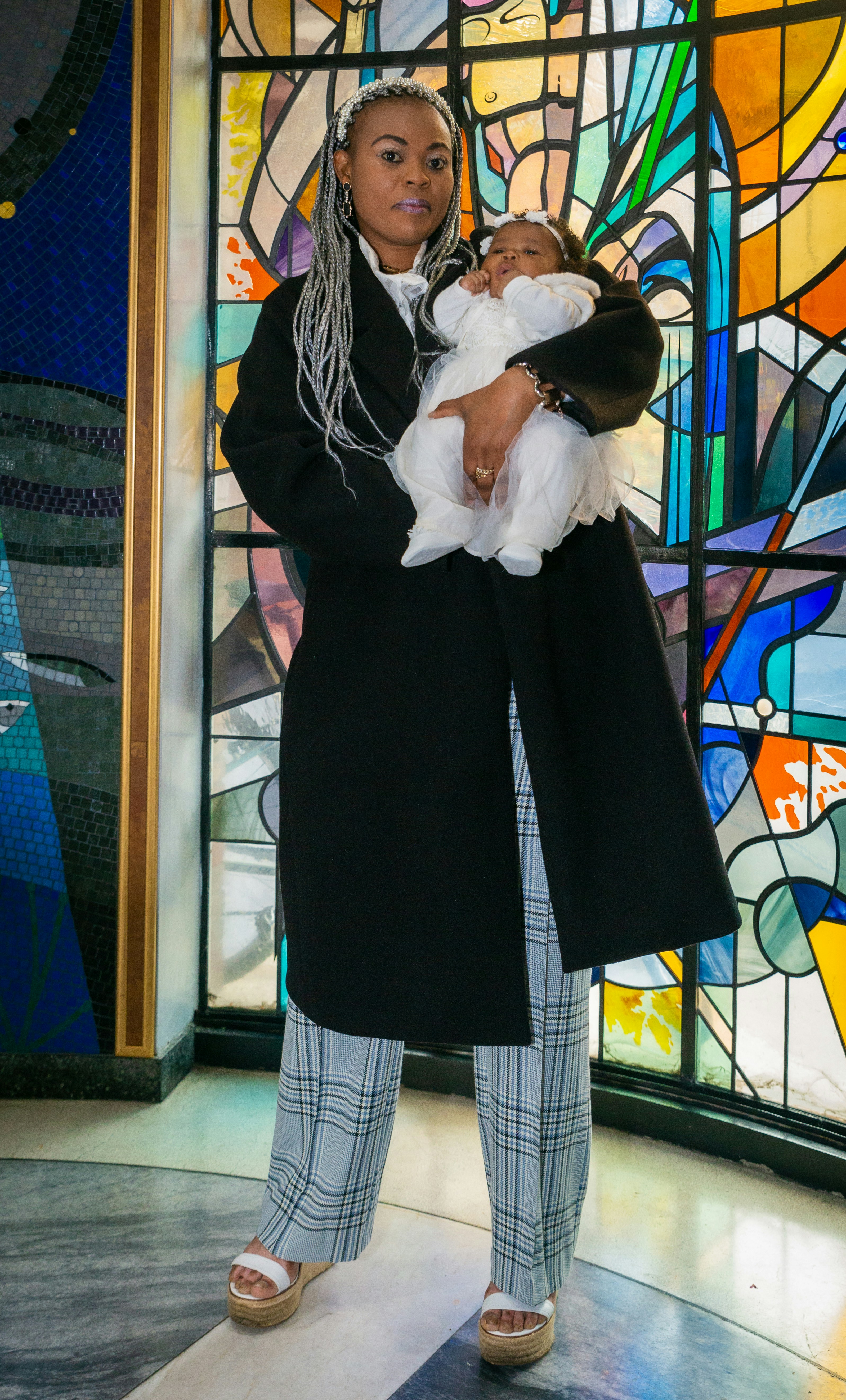 Embrace Beneath a Mosaic: Portrait in Colored Glass