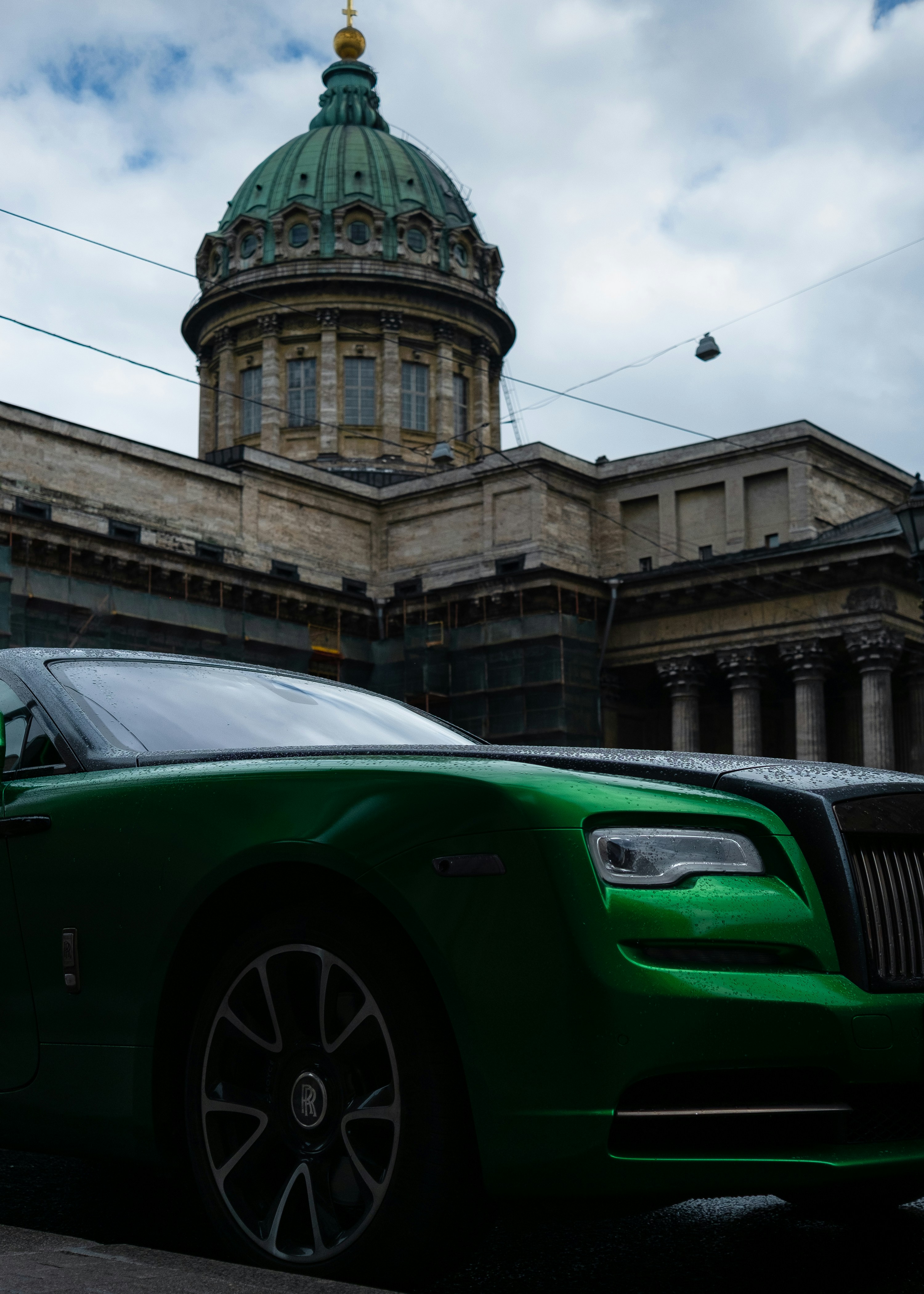 Emerald Rolls-Royce Framed by a Neoclassical Dome