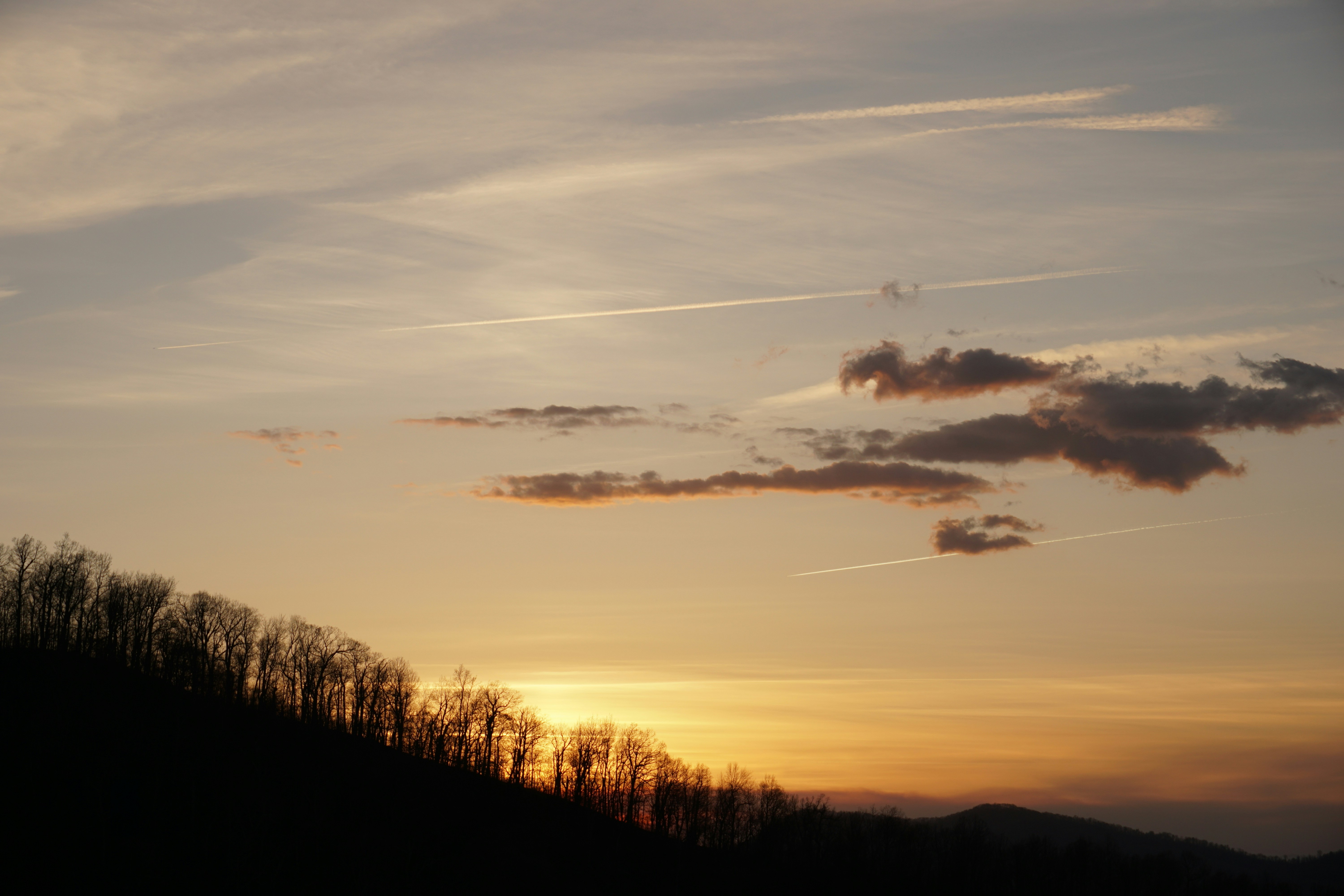 The sun is setting over a hill with trees photo – Free Nature Image on ...