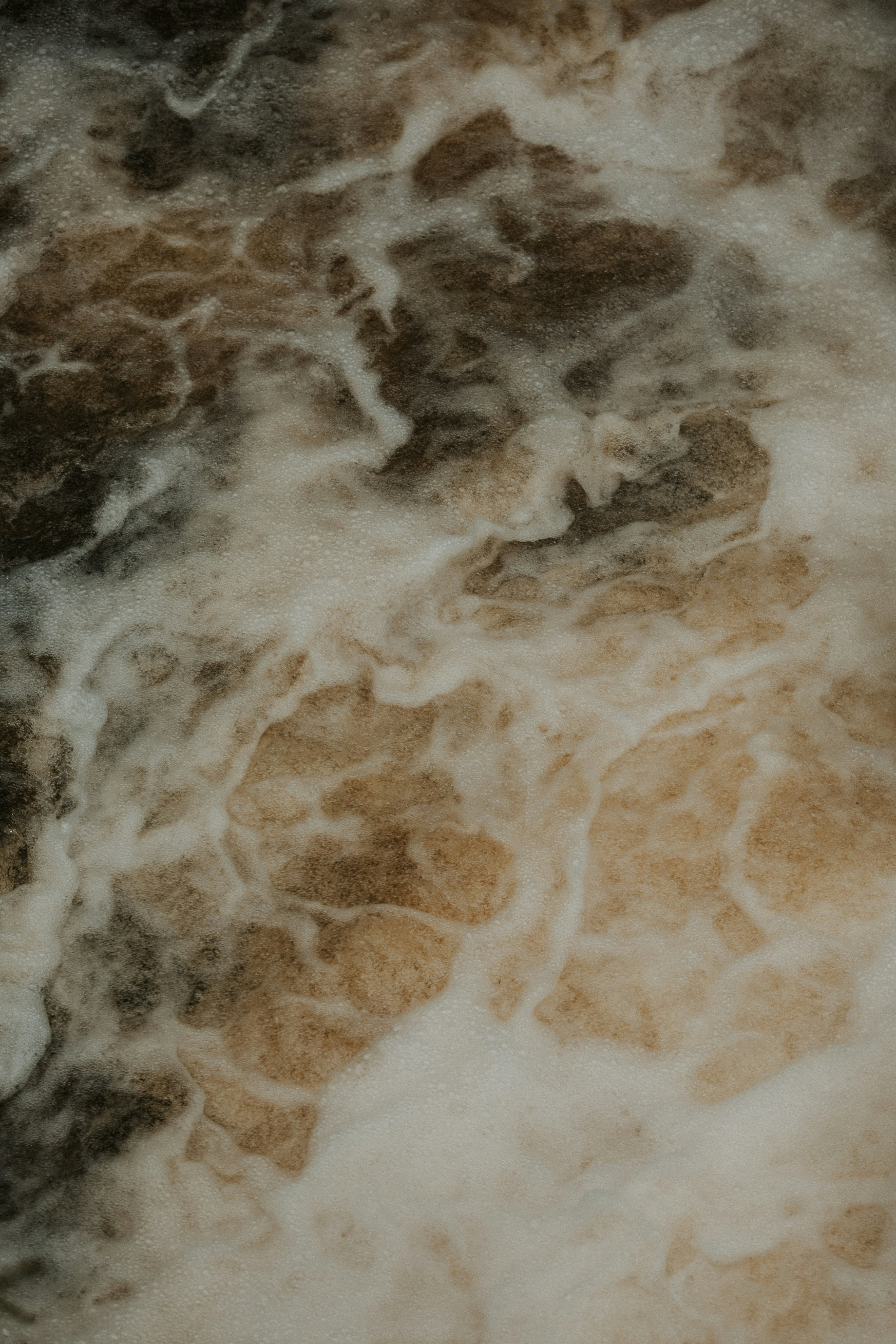 Rivulets of Tide Carving Light Through Sand-Tinted Foam