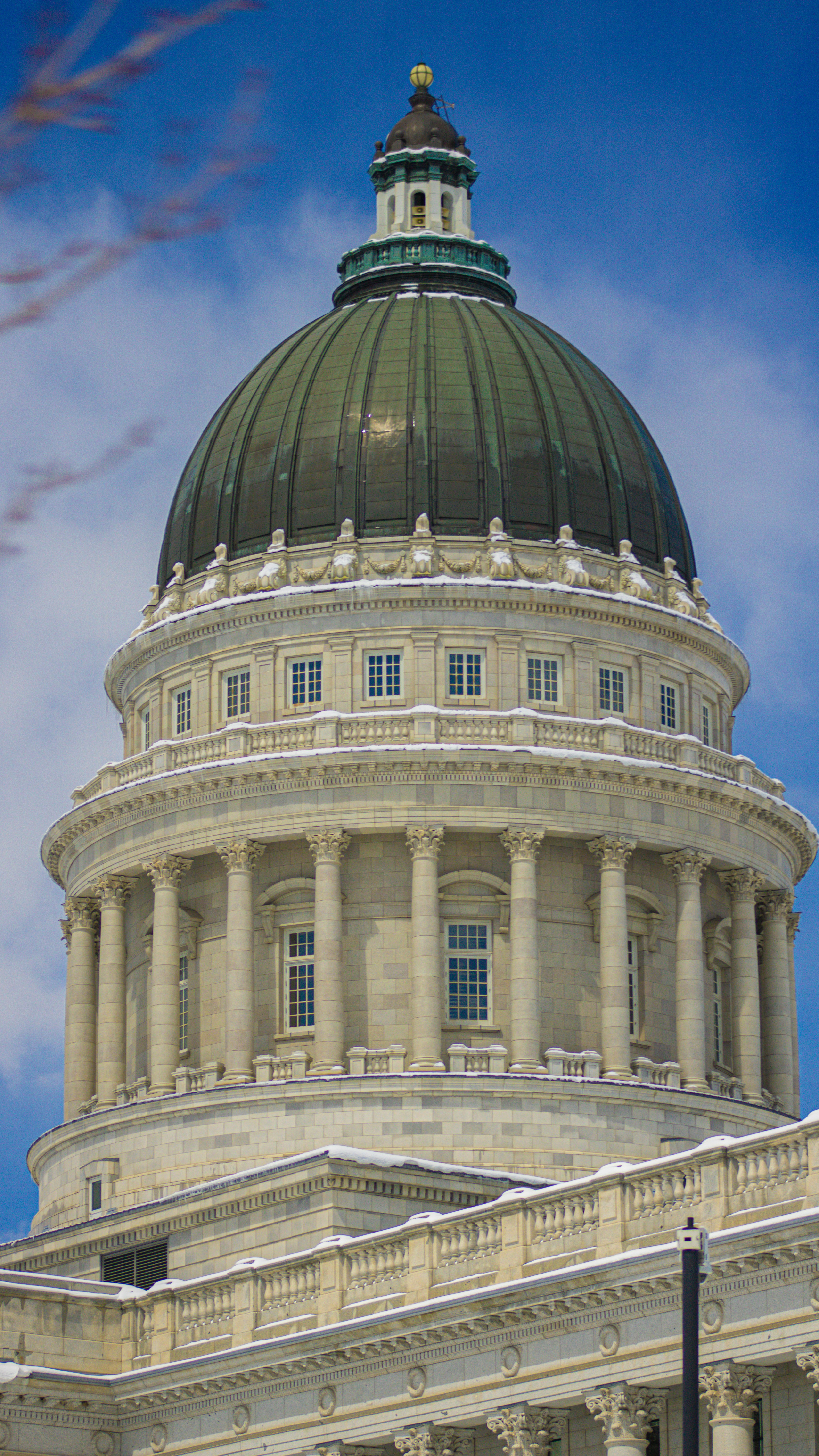Emerald Cupola: Neoclassical Tower Reaching Toward the Sky