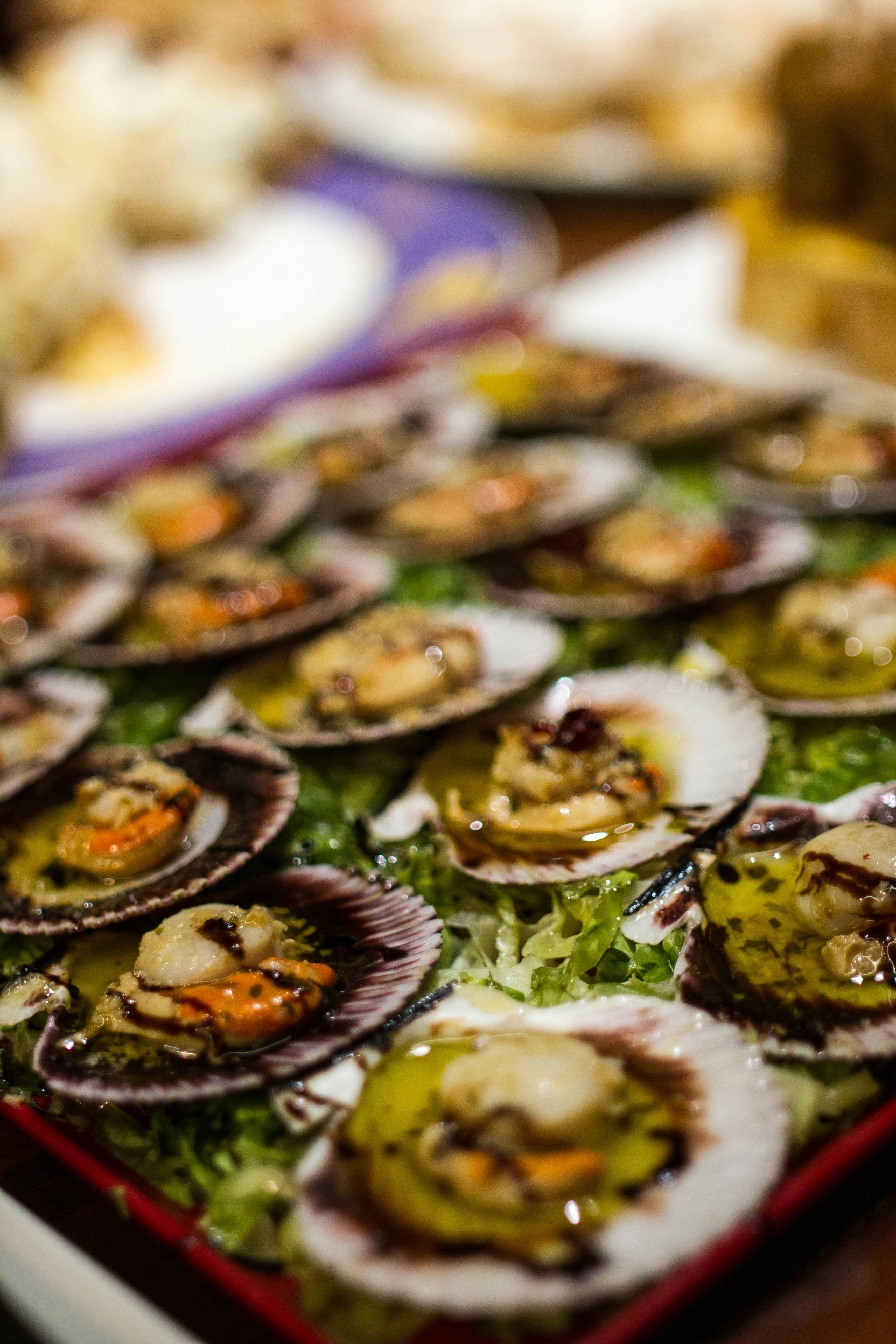 Seafood Carousel: Scallops Resting on a Bed of Greens