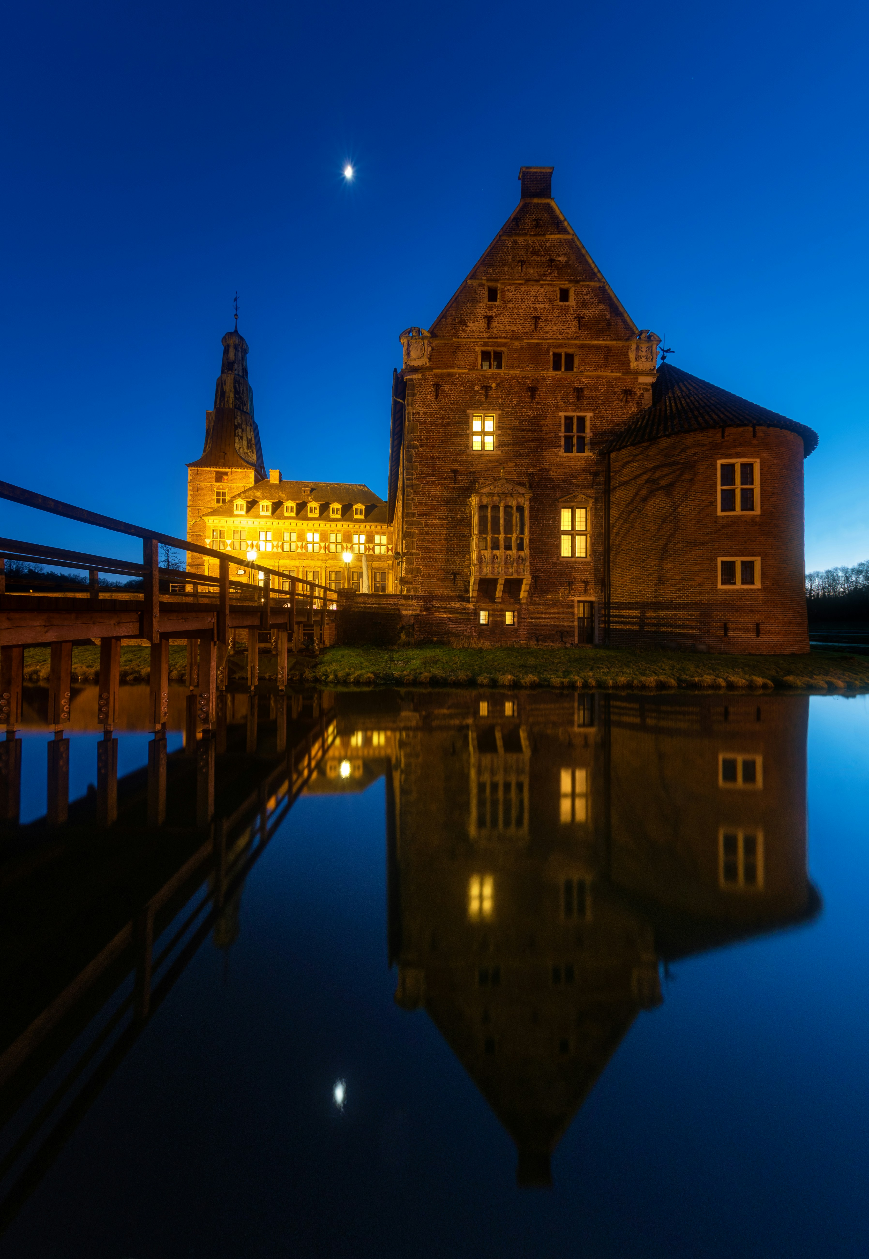 Blue Hour Bastion: A Lakeside Castle in Quiet Light
