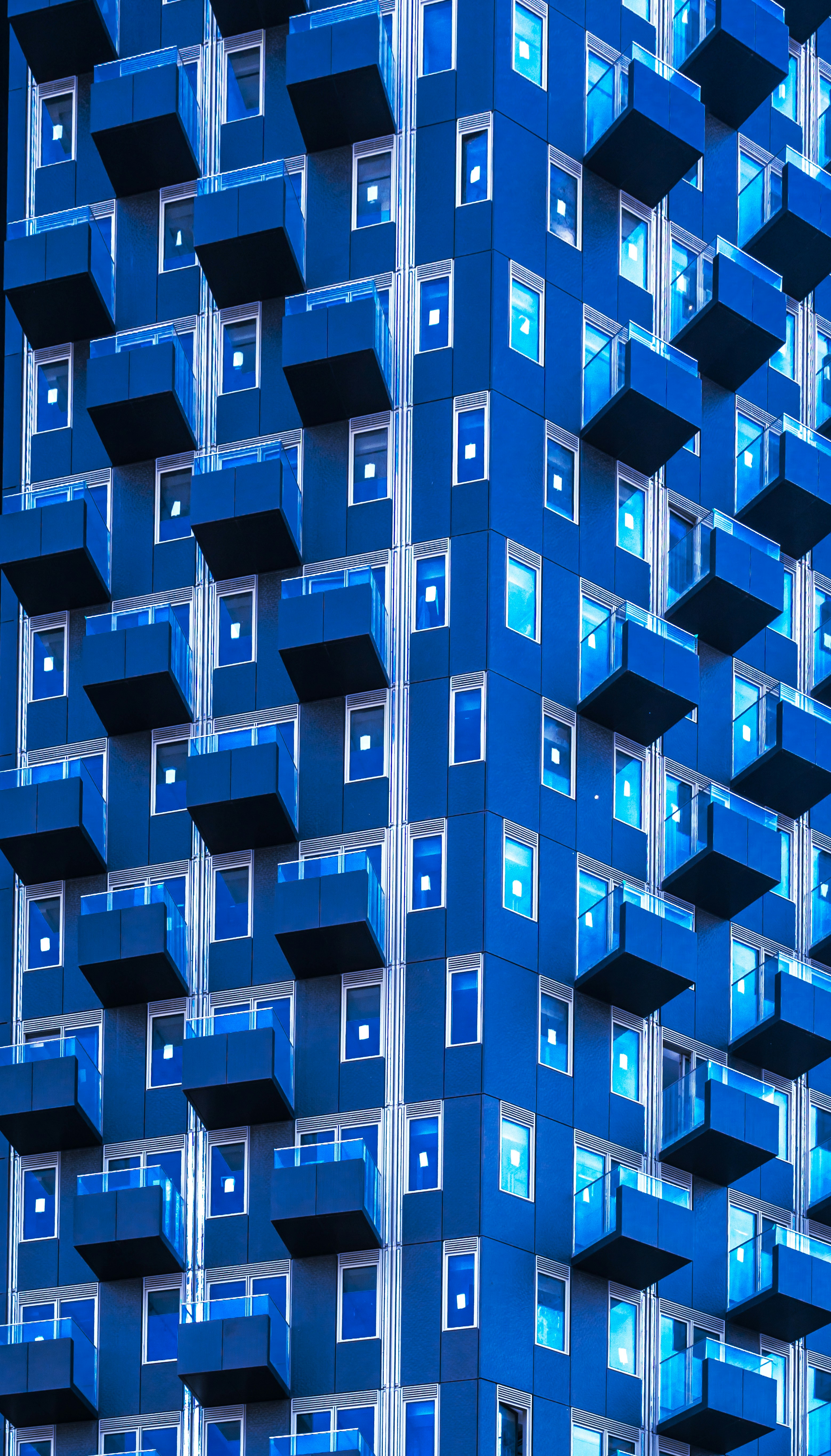 Cobalt Grid: a facade of stacked balconies
