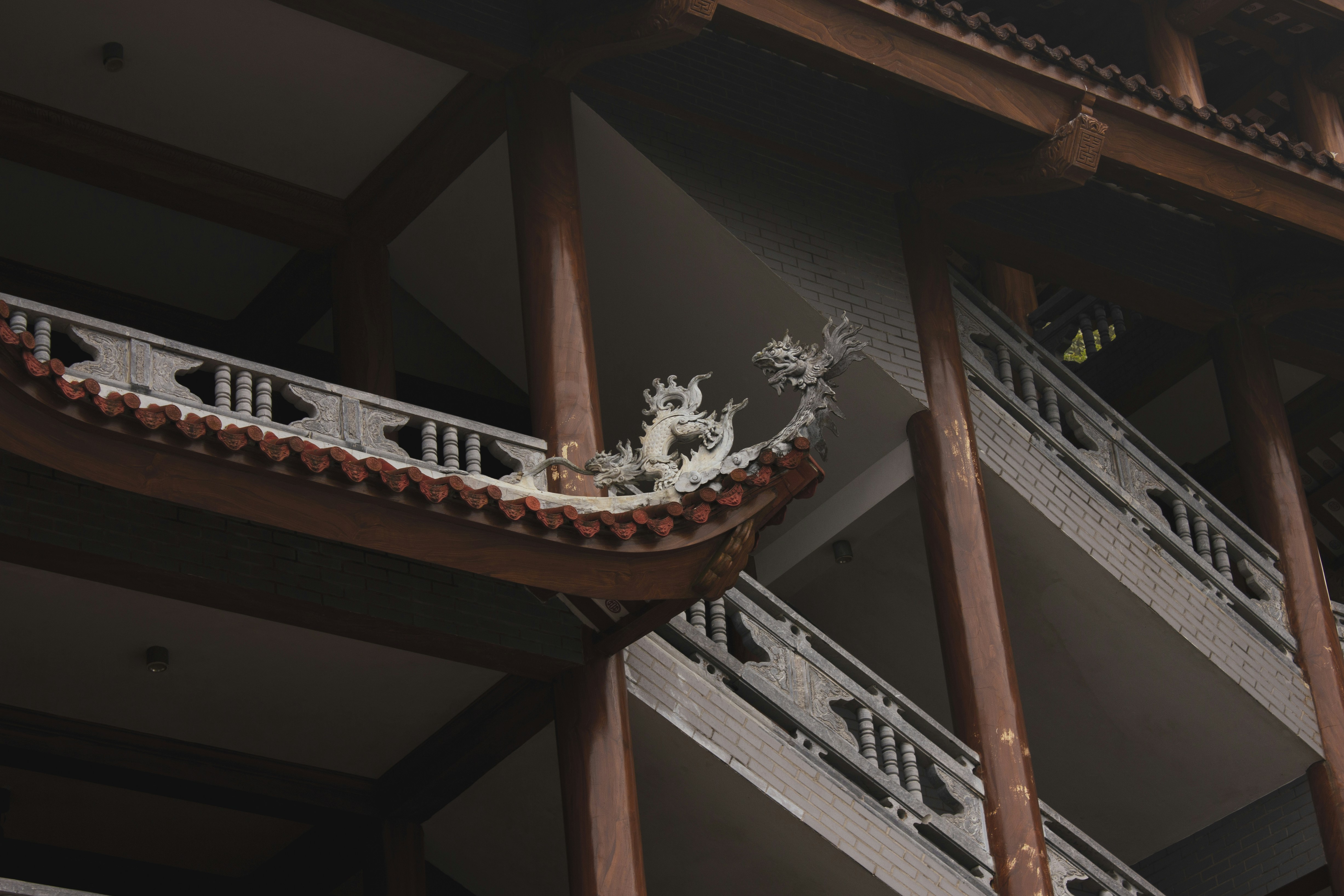 Dragon on the Eaves: Dim Light Over a Timber Pagoda