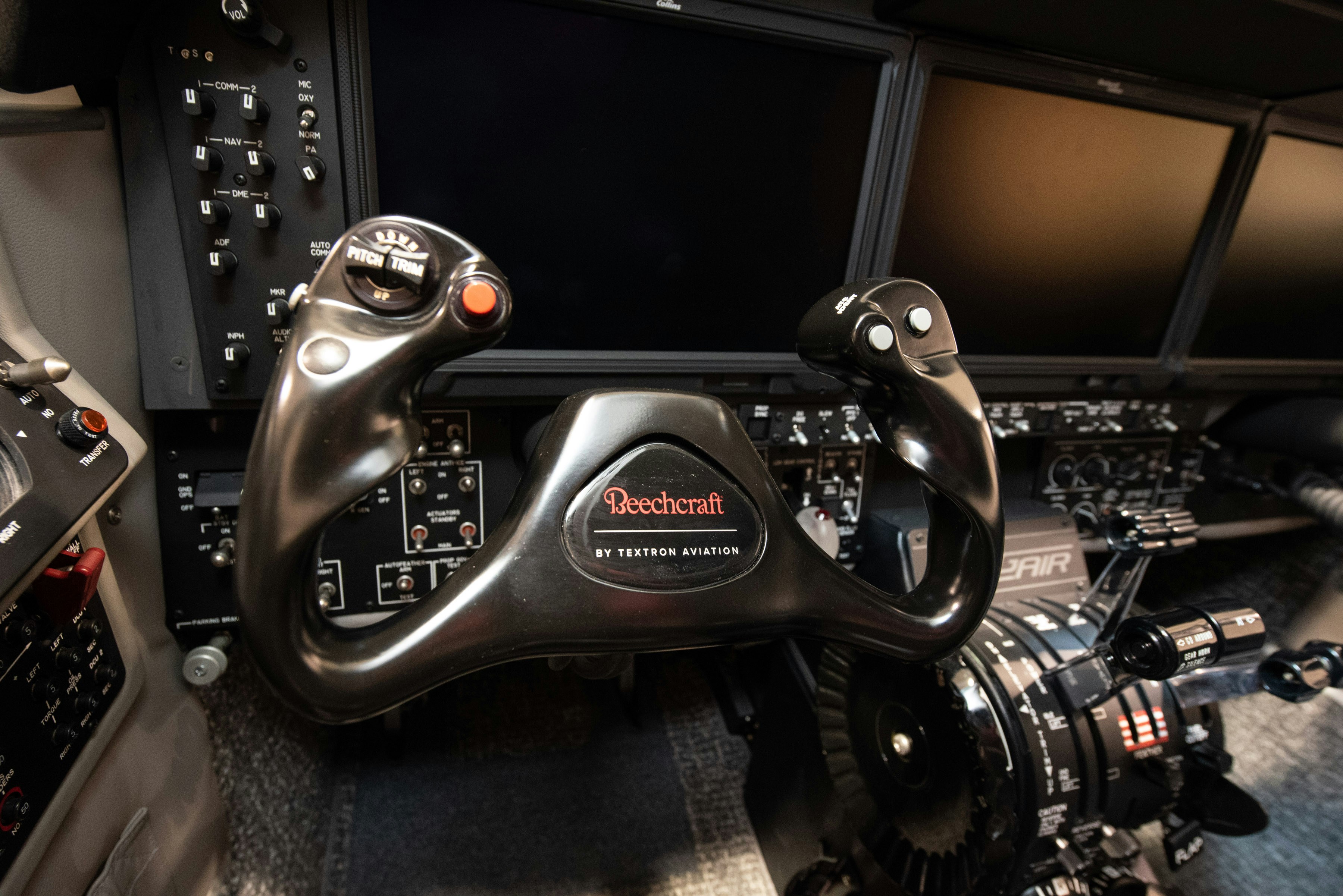 A close up of a steering wheel on a plane photo – Free Aircraft Image ...