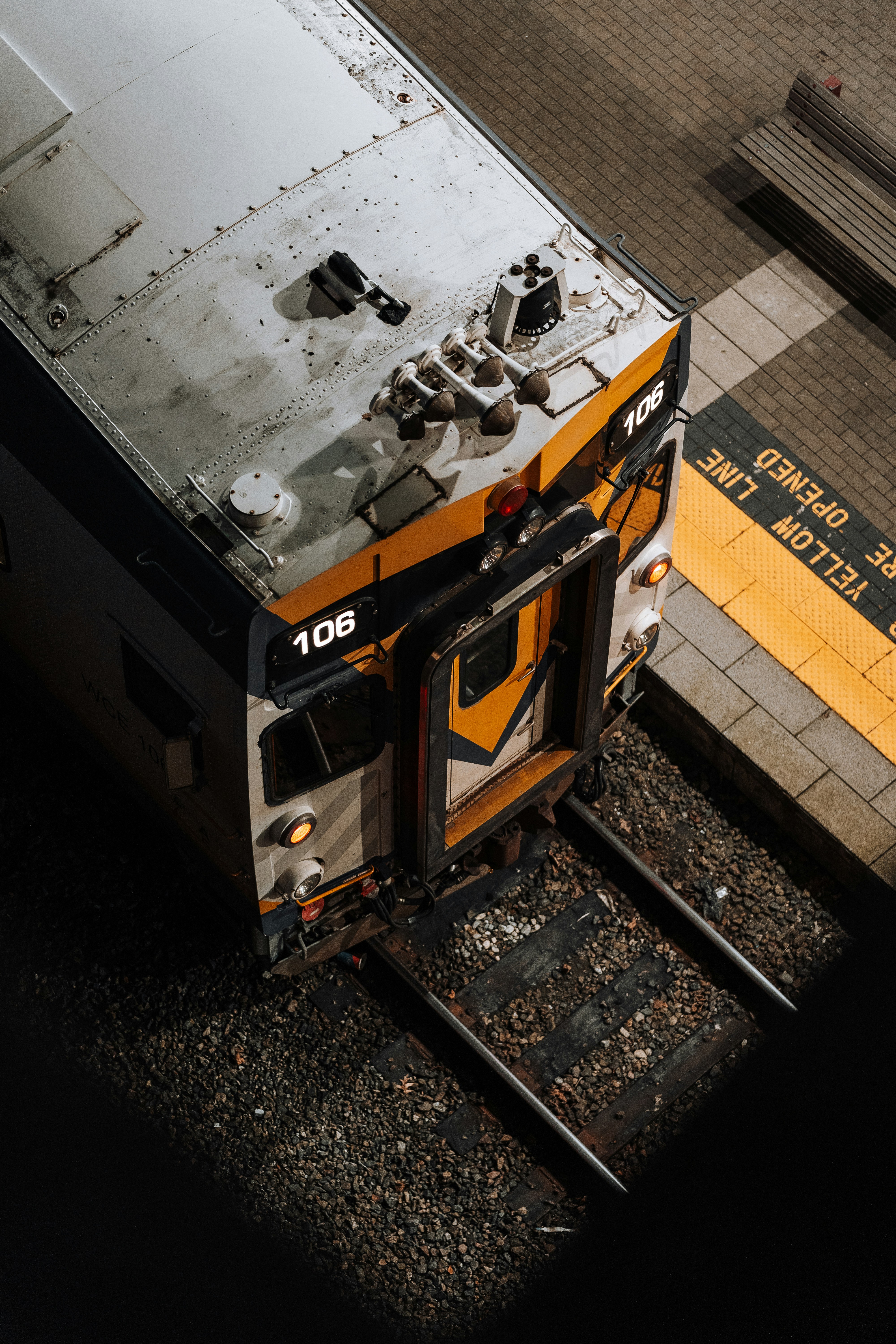 Locomotive 106: Front-Facing Power Amid Rails