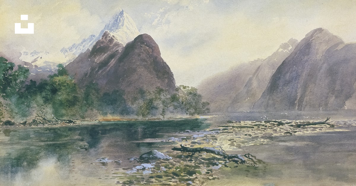 전경에 호수가 있는 산맥의 그림 사진 Unsplash의 무료 예술 이미지