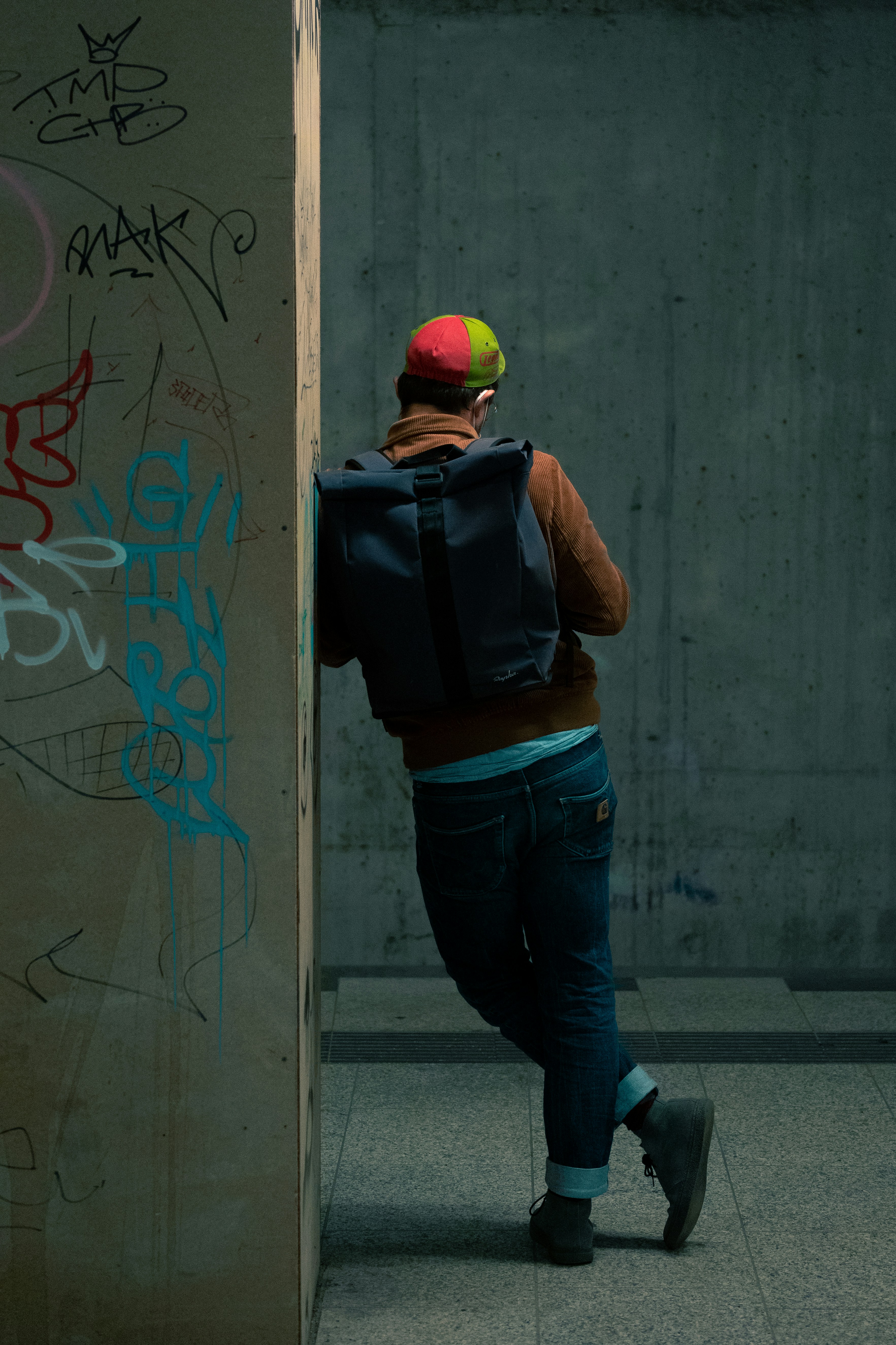 Lean Against Graffiti: A Quiet Urban Moment