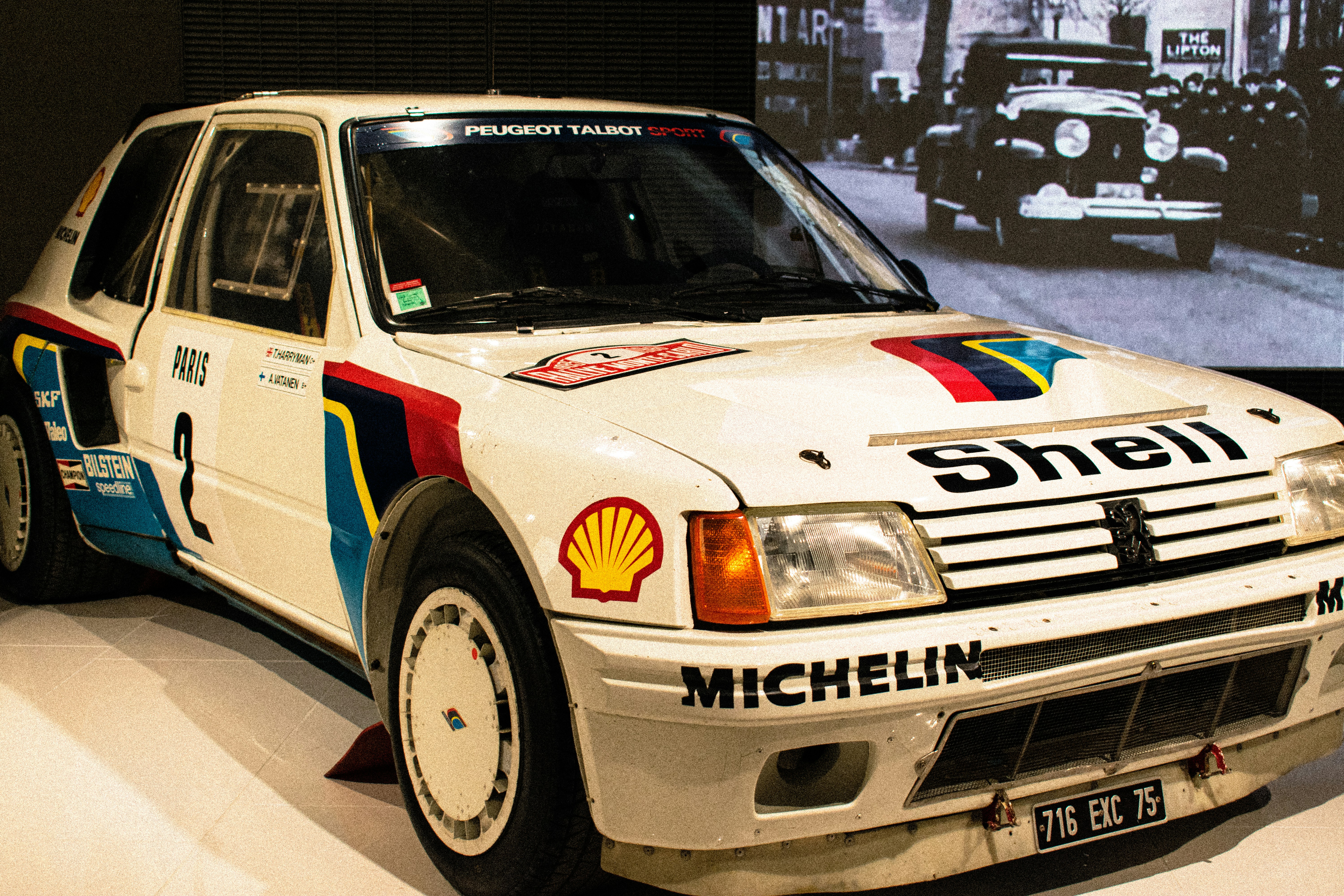Peugeot Talbot Rally Car in a Museum Spotlight: Shell and Michelin in Studio Shine