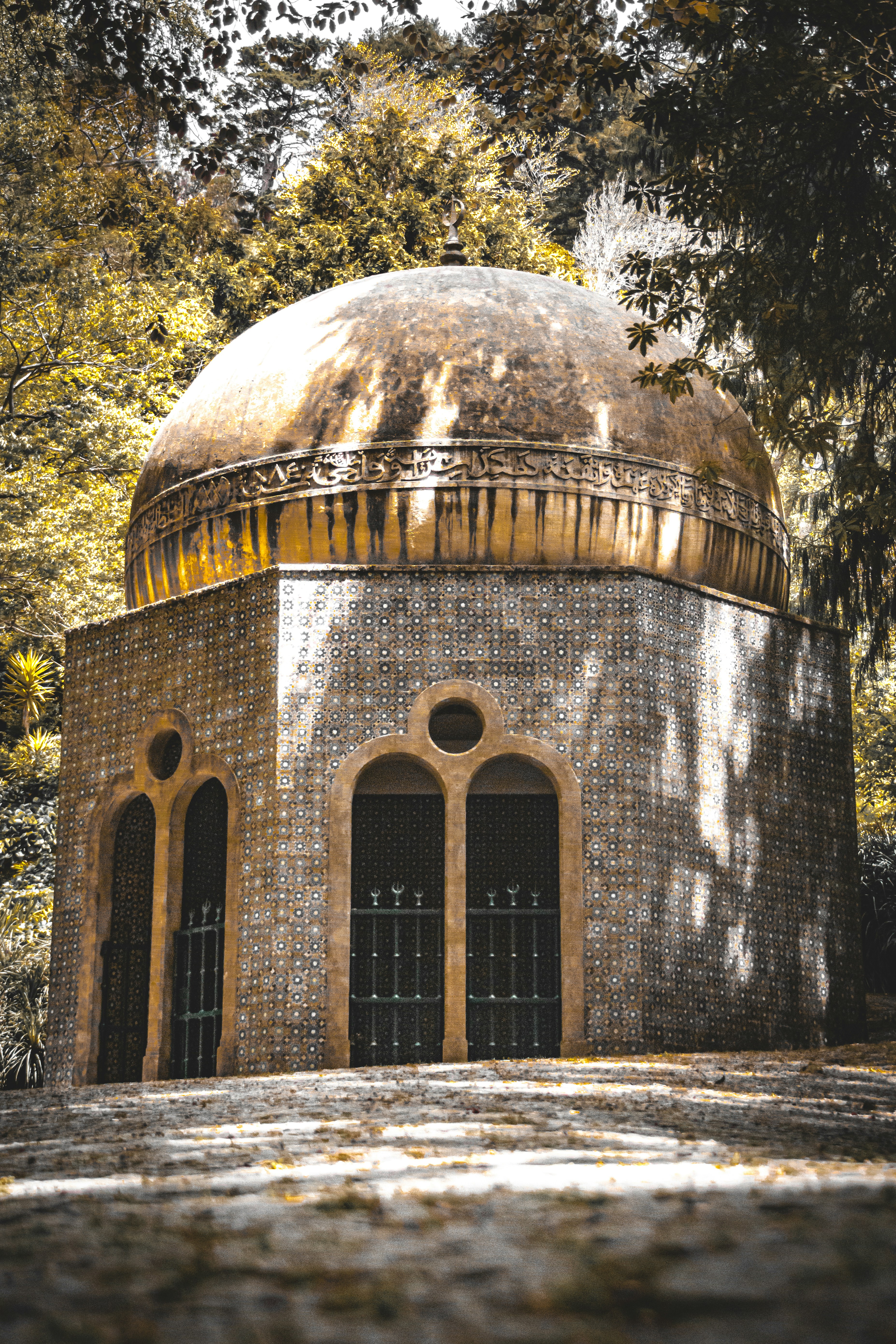 Sunlit Mosaic Dome in a Quiet Park