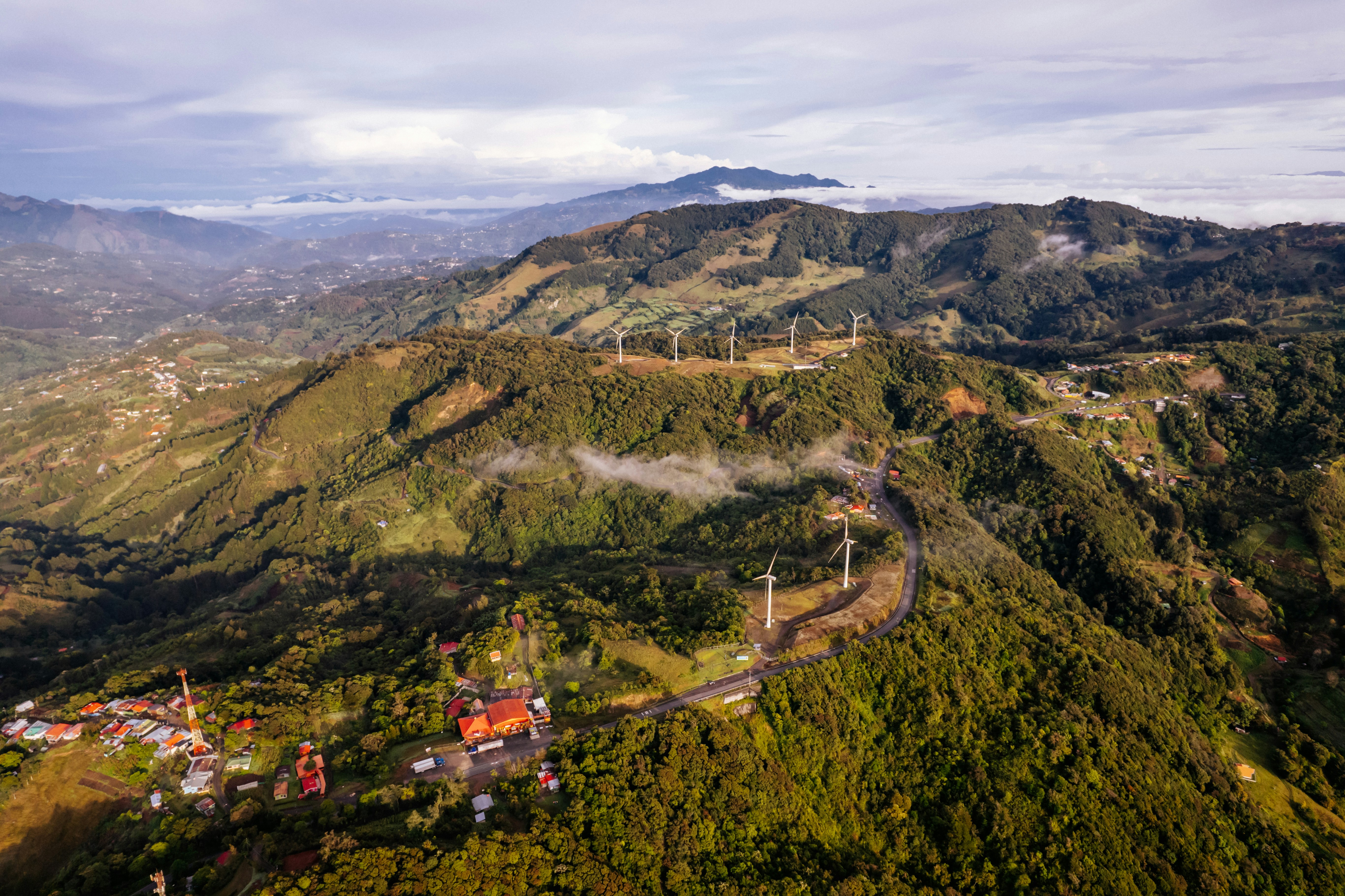 An aerial view of a mountain with a train on it photo – Free Costa rica ...