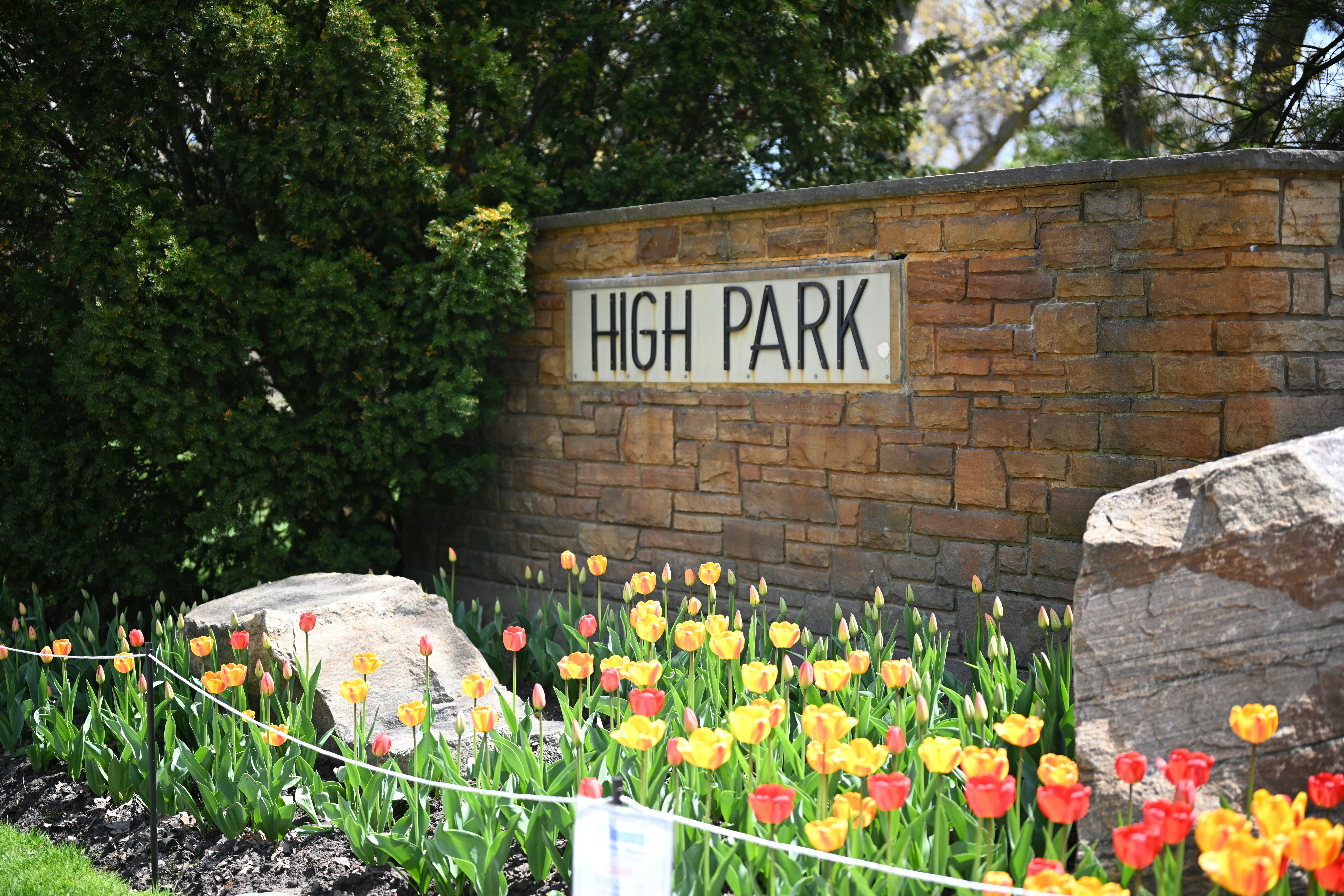 A sign that reads high park in front of some flowers photo – Free ...