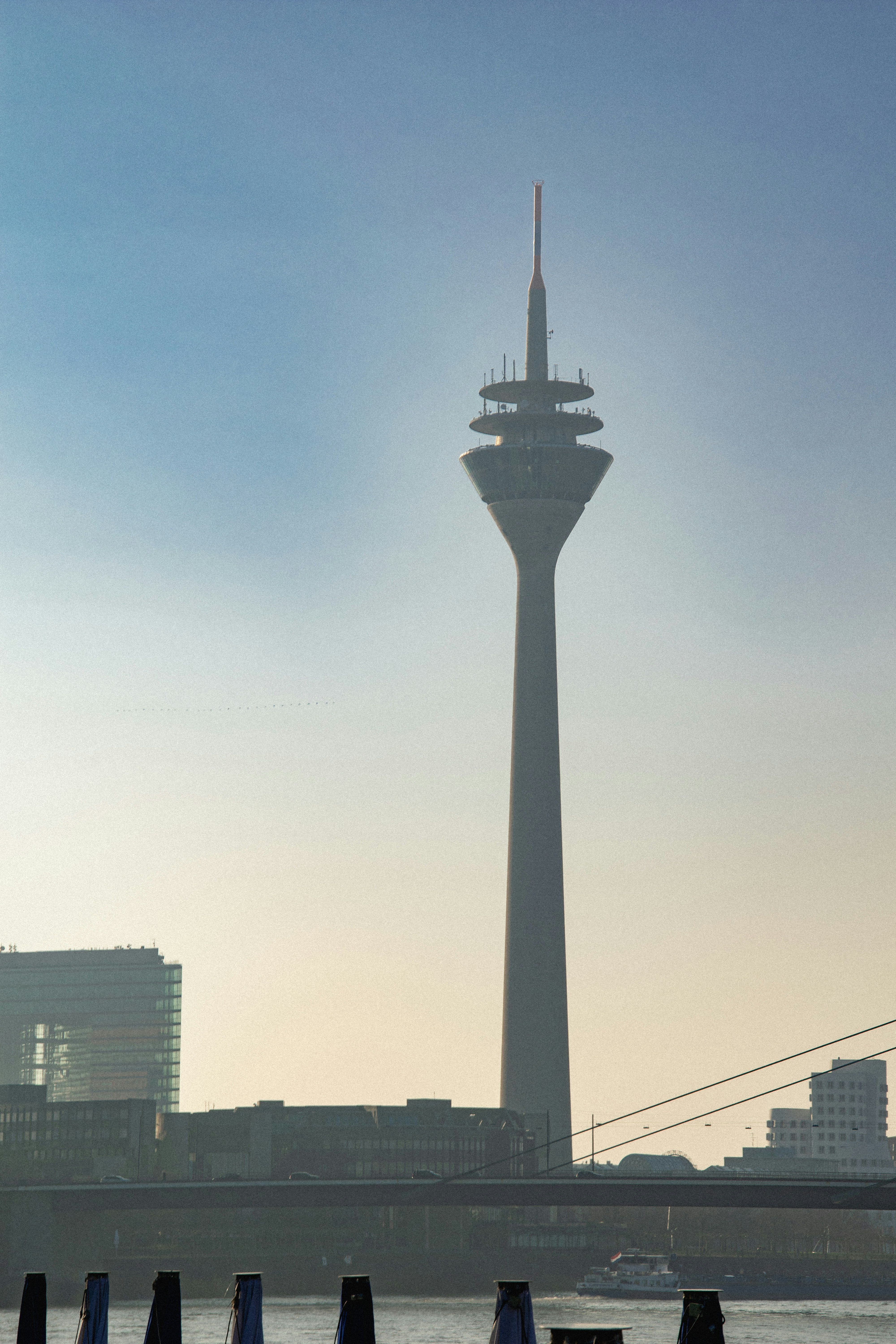 City Tower Silhouette Beneath a Clear Morning Sky