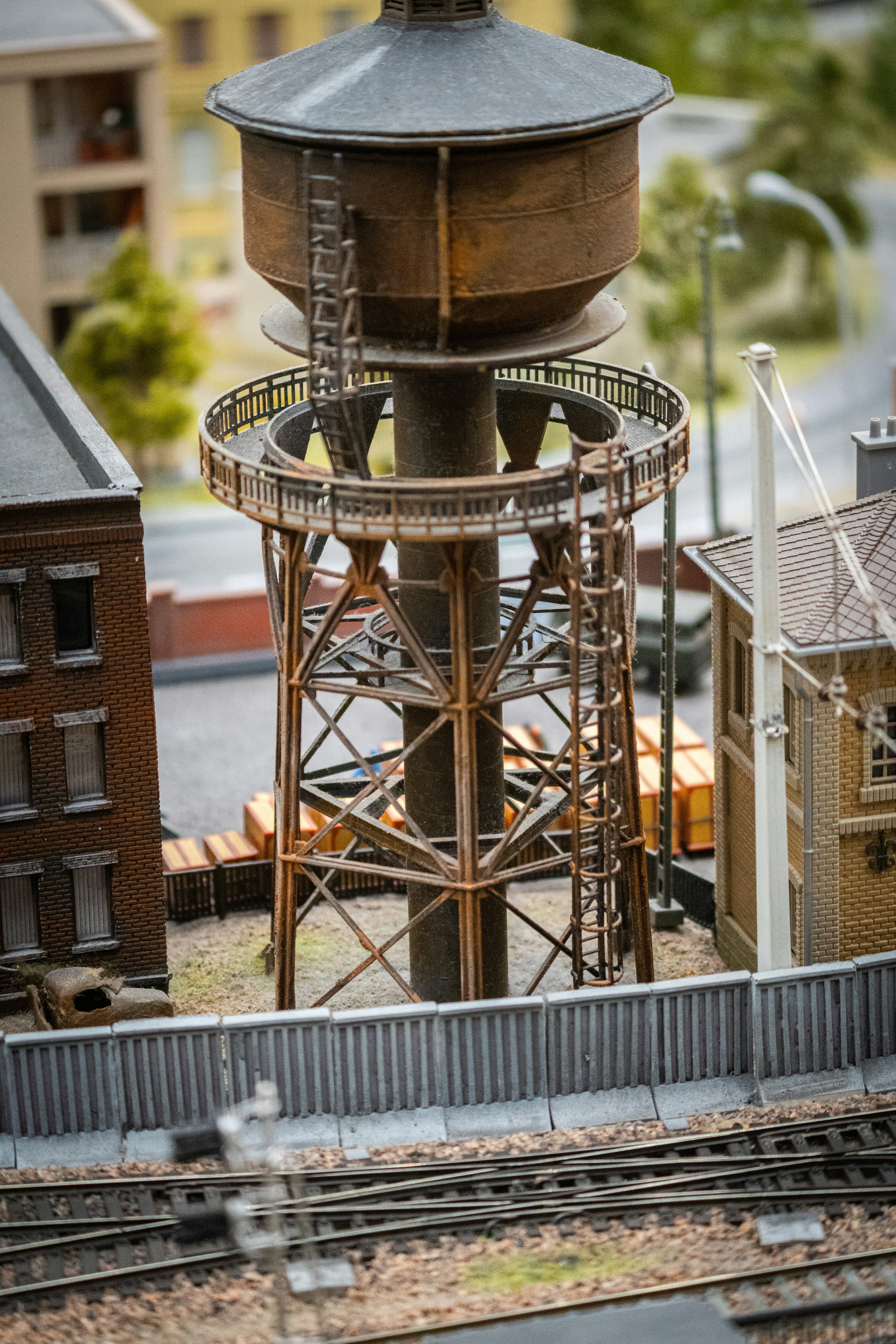 Industrial Watchtower Over Miniature Rails