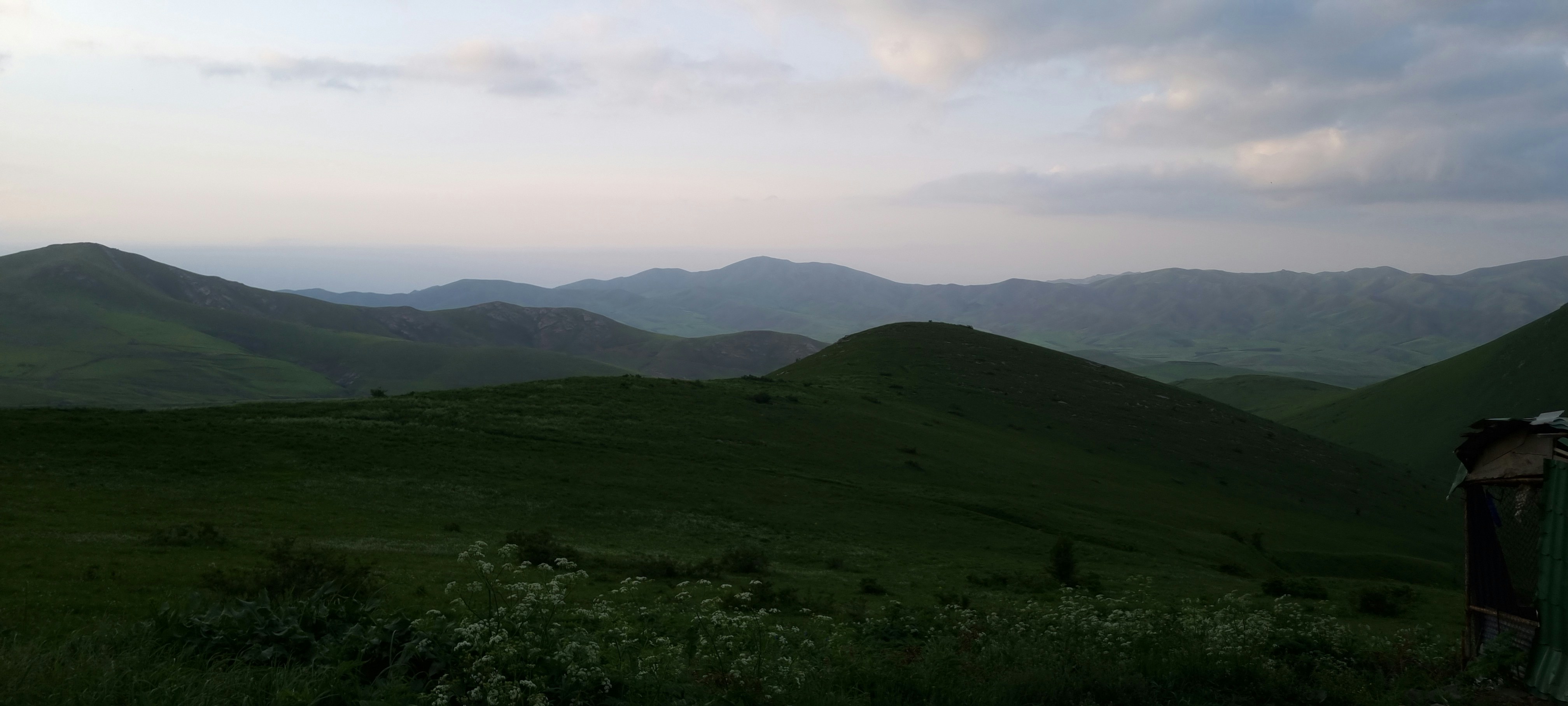 Emerald Horizon: Dusk over Rolling Green Valleys