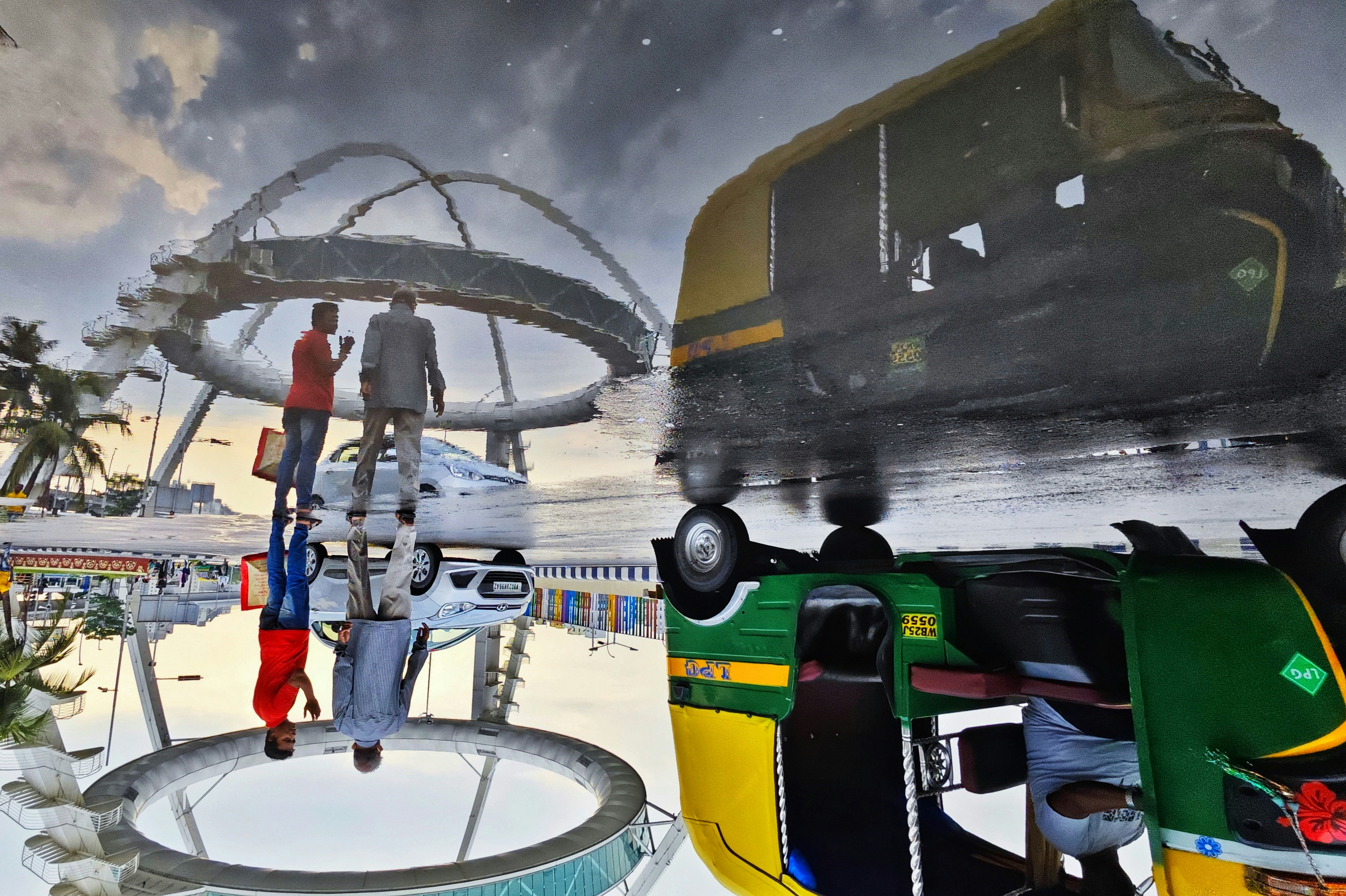 Reflections and Rides: A Surreal Street-level Tumble