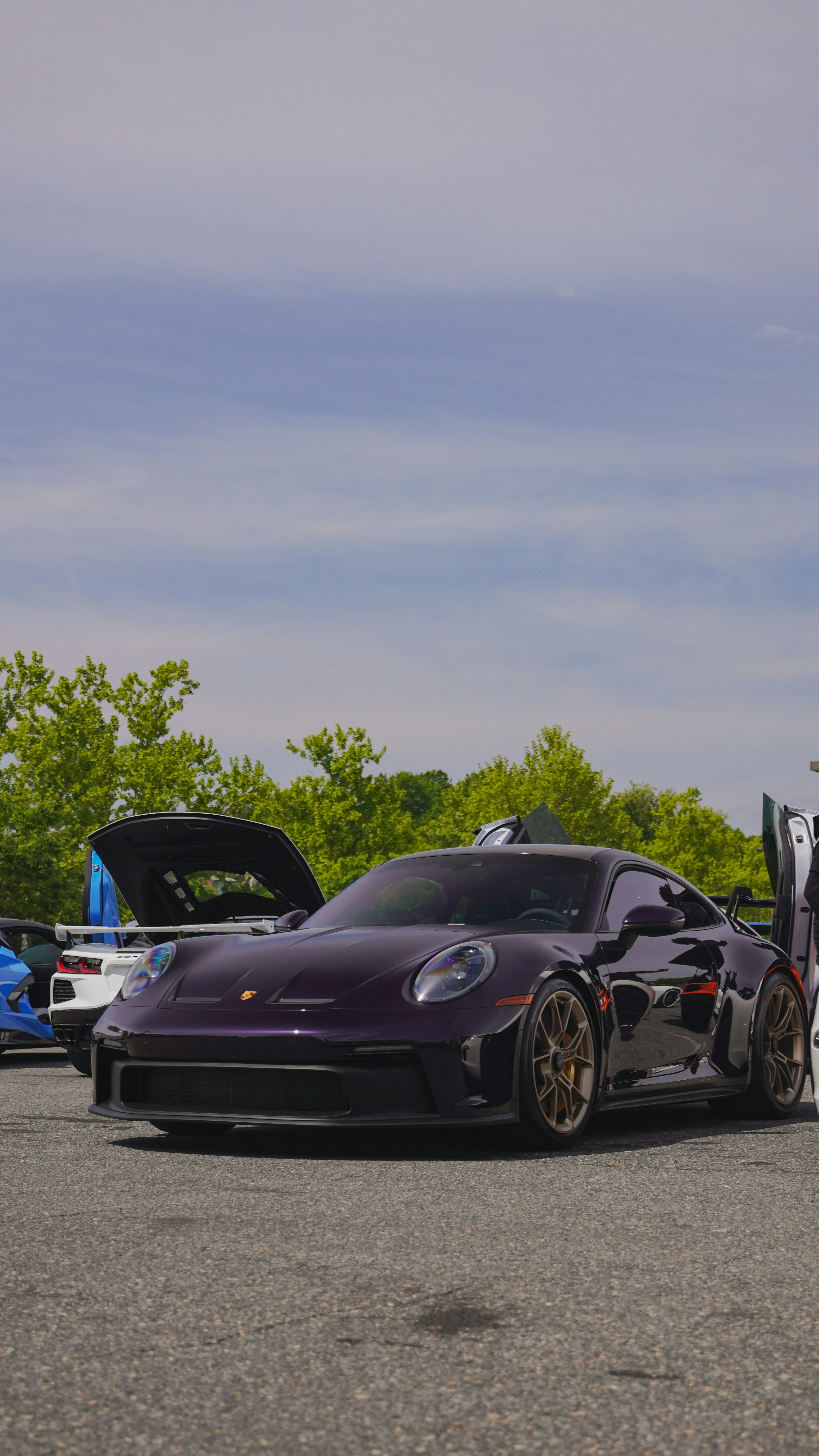 Midnight Orchid Porsche 911 Guards the Show Field