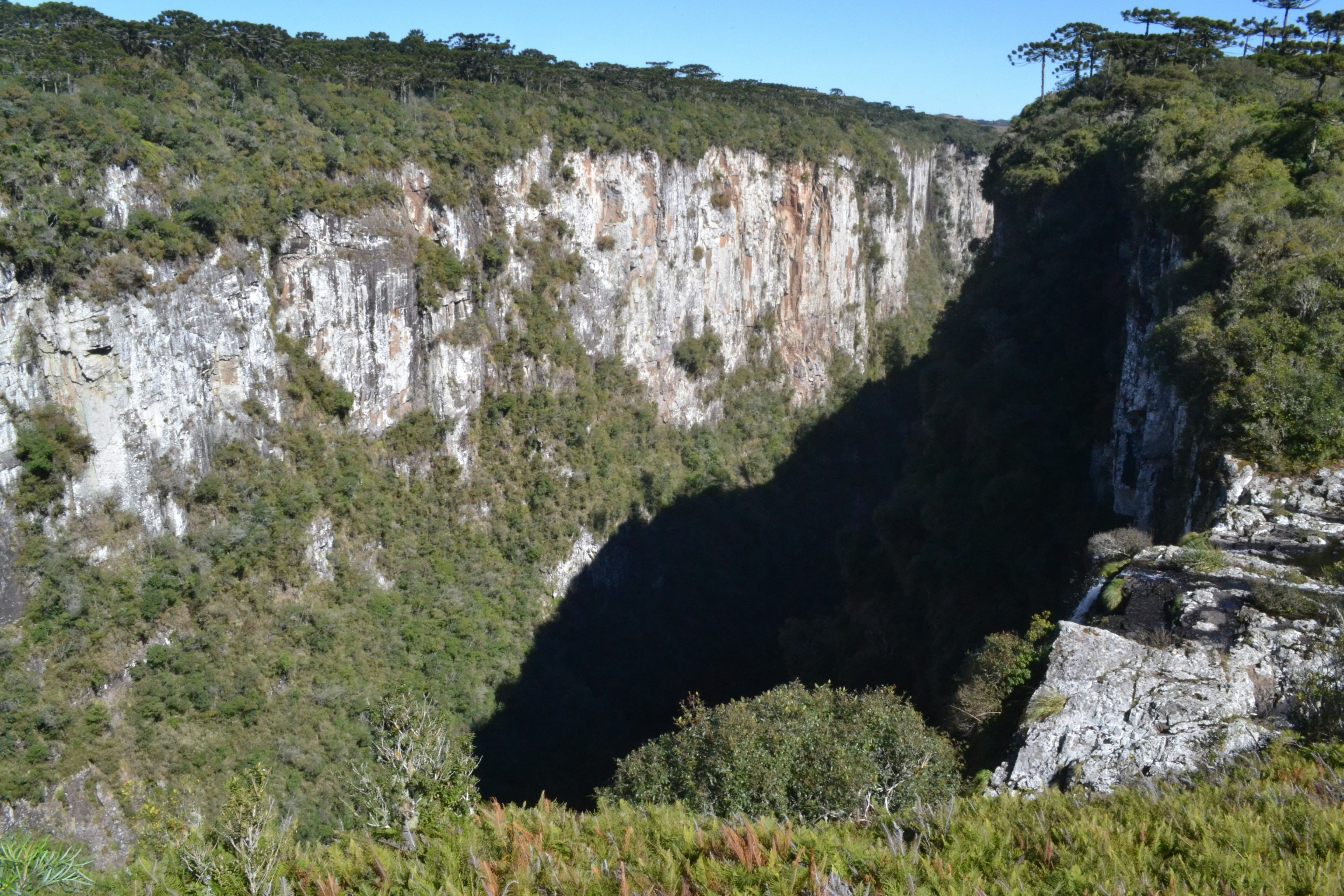 A narrow canyon with a steep cliff in the background photo – Free ...