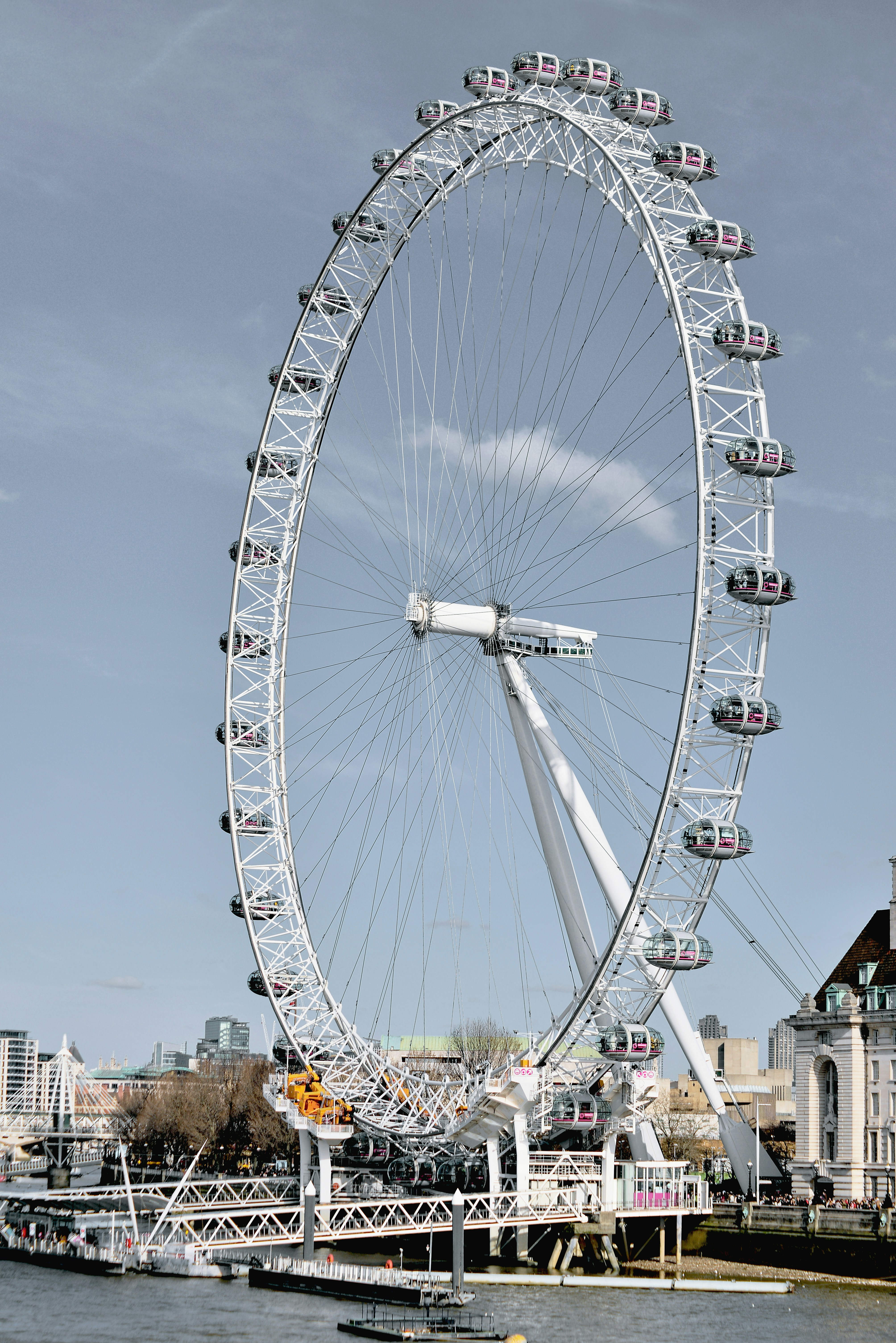 Circular Skyline: London Eye Framed by the Thames in Bright Daylight