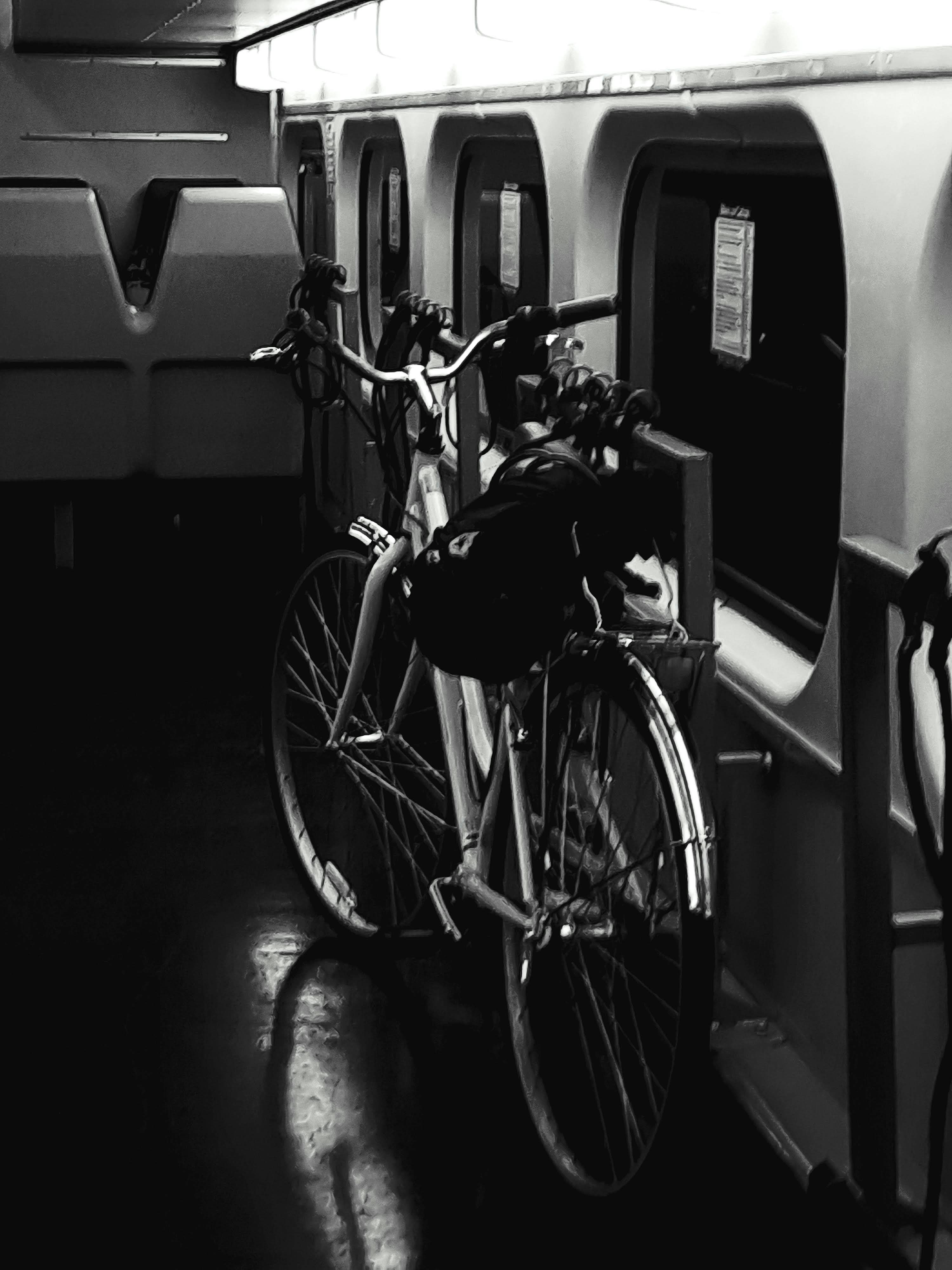 Bicycle in the Quiet Bus Wedge: A Mono Subway Moment