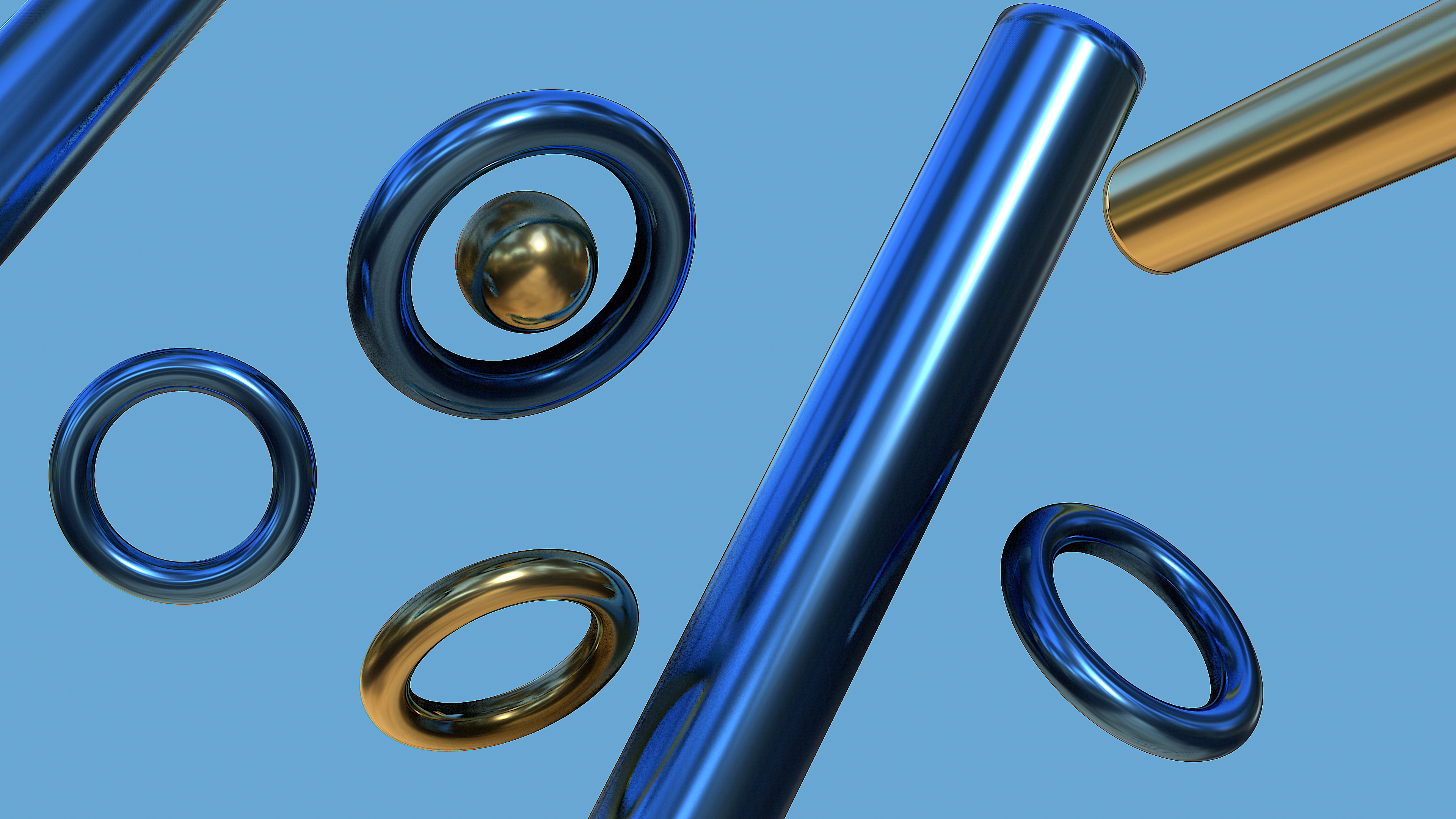 A group of blue and gold objects on a blue background photo – Free ...