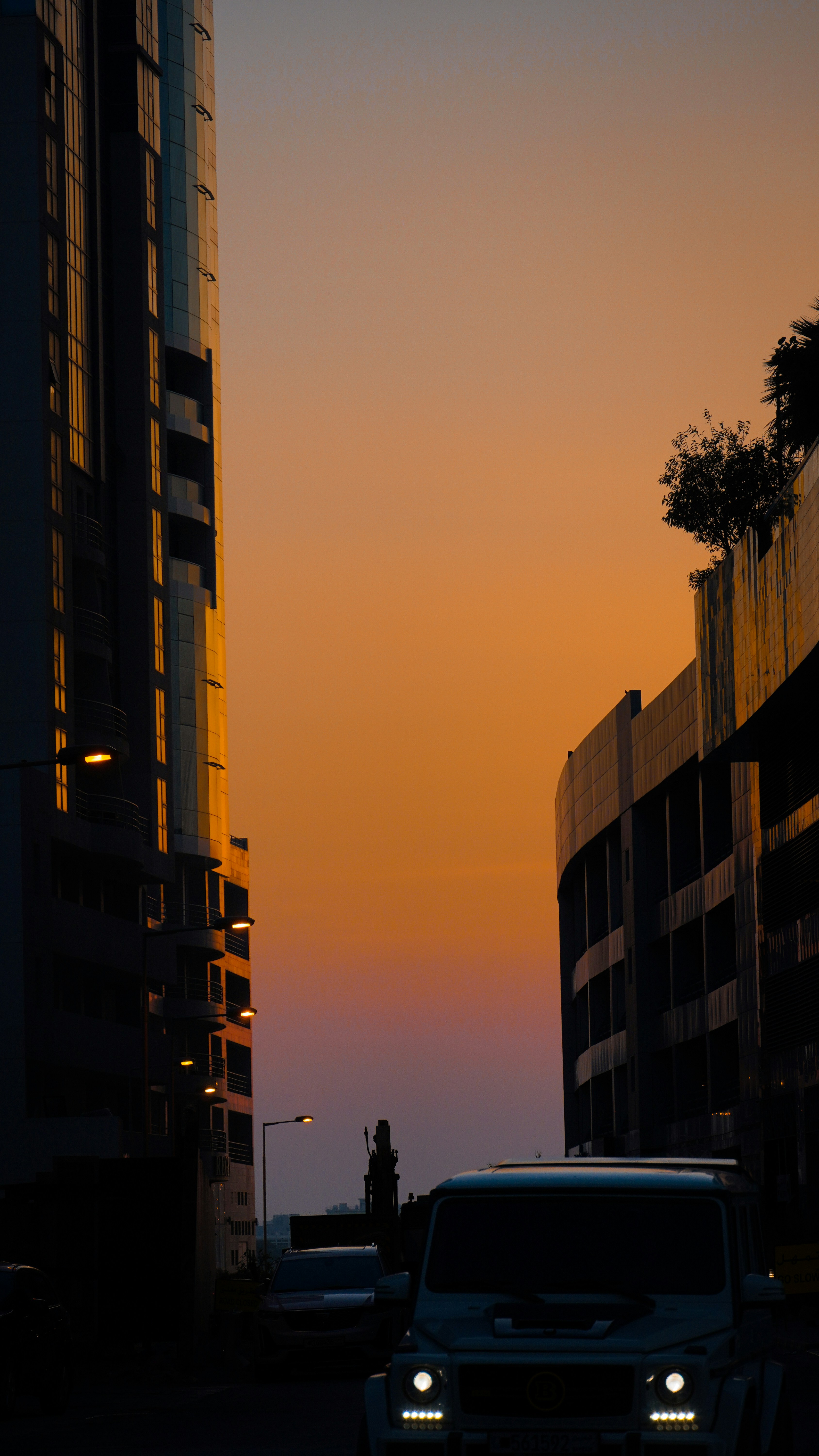 Sunset Corridor: A Quiet Street Moonlit by Golden Glass