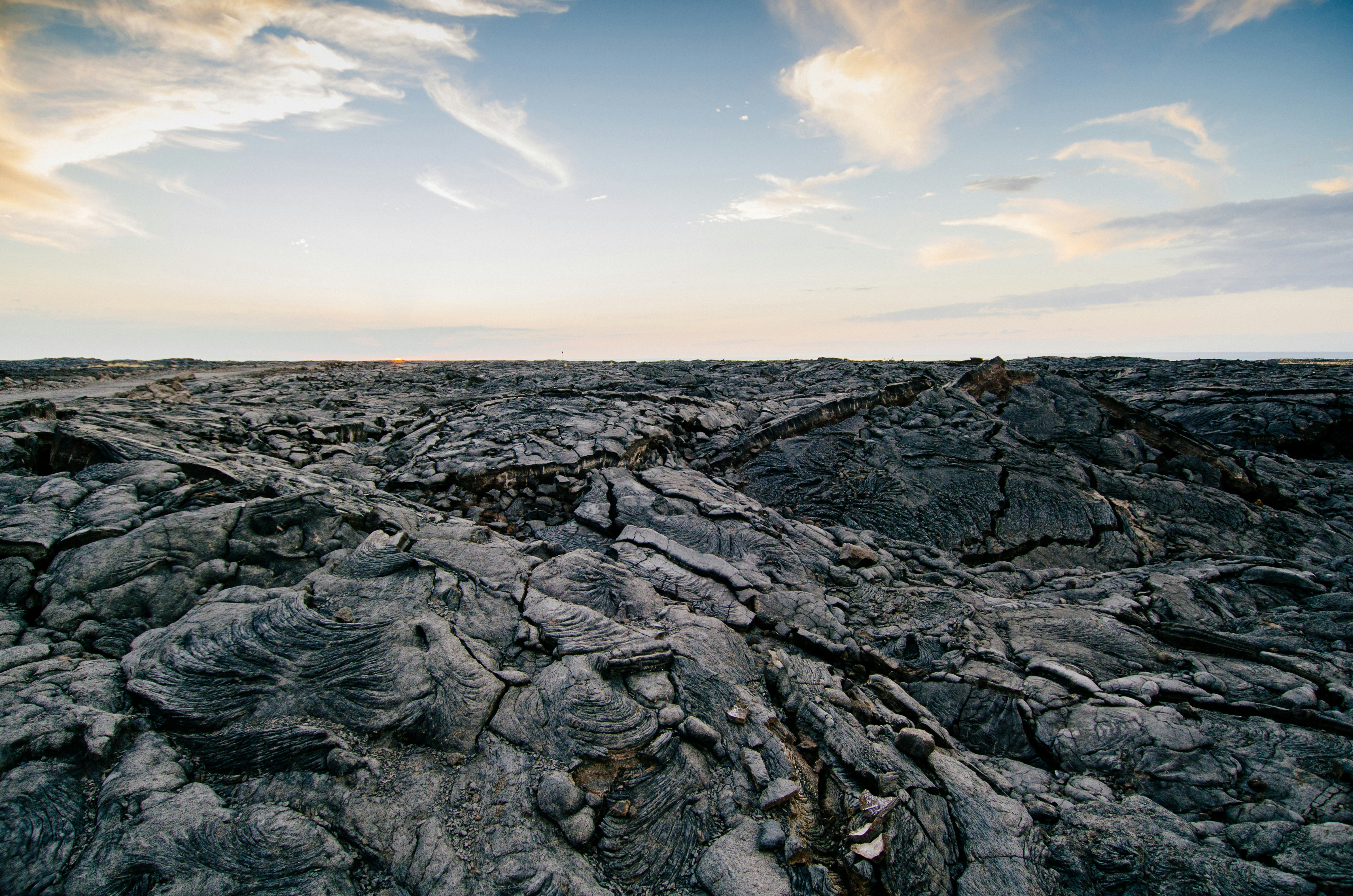Decaying Lava Landscape at Distant Horizon