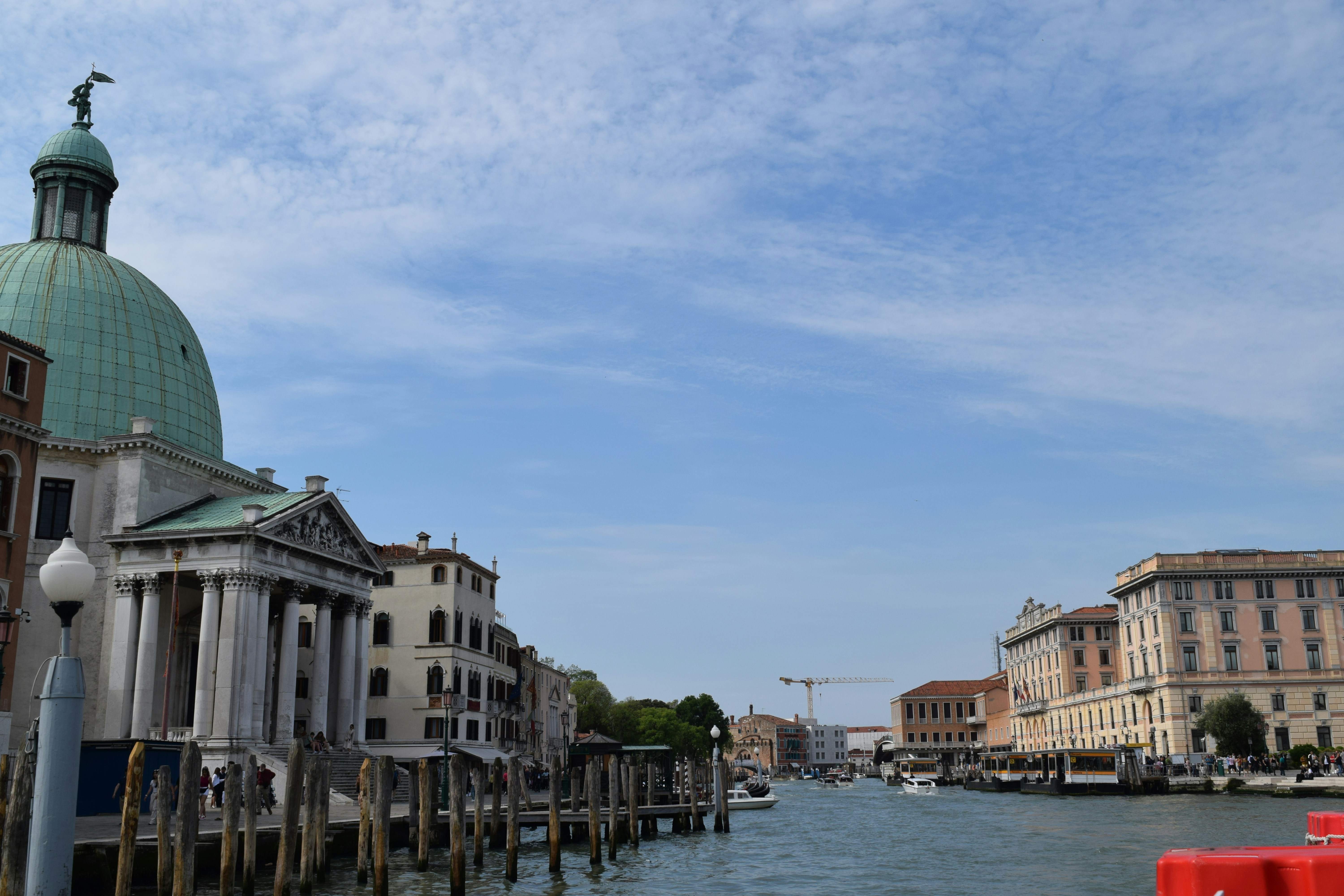 Emerald Dome and Portico Framing a Venetian Canal