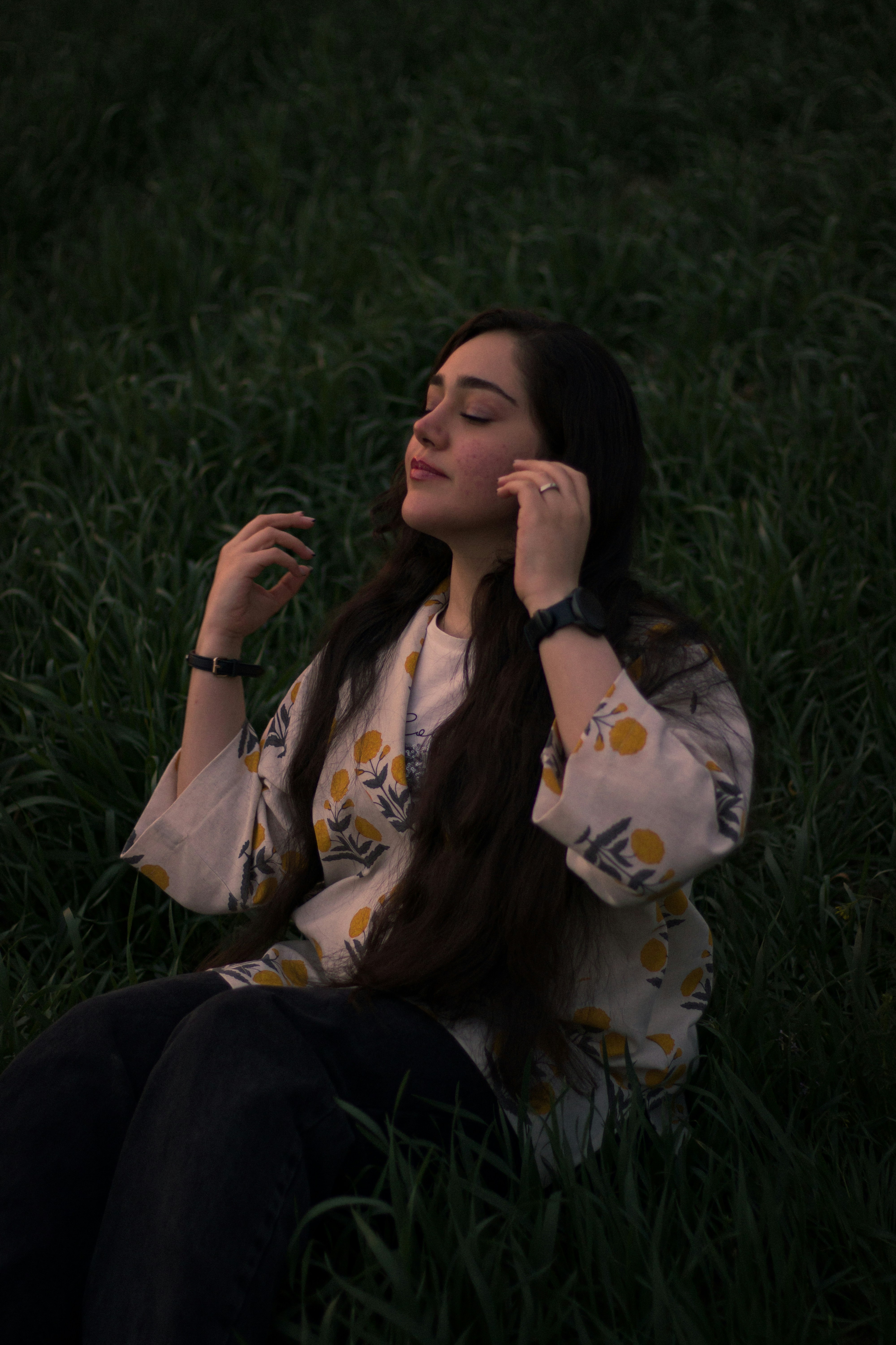 Soft- twilight Portrait in a Meadow