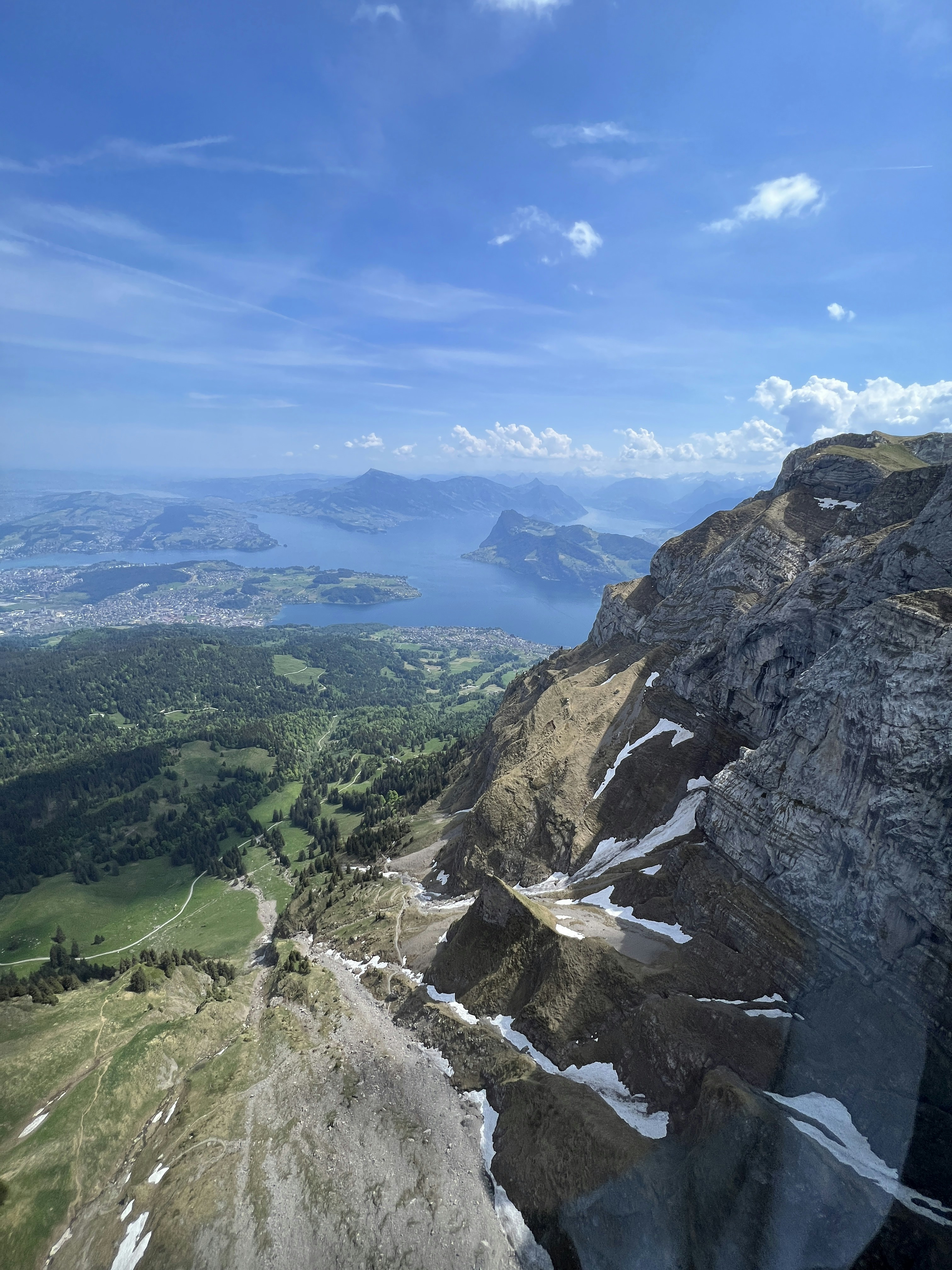 The view from the top of a mountain looking down at the valley below ...